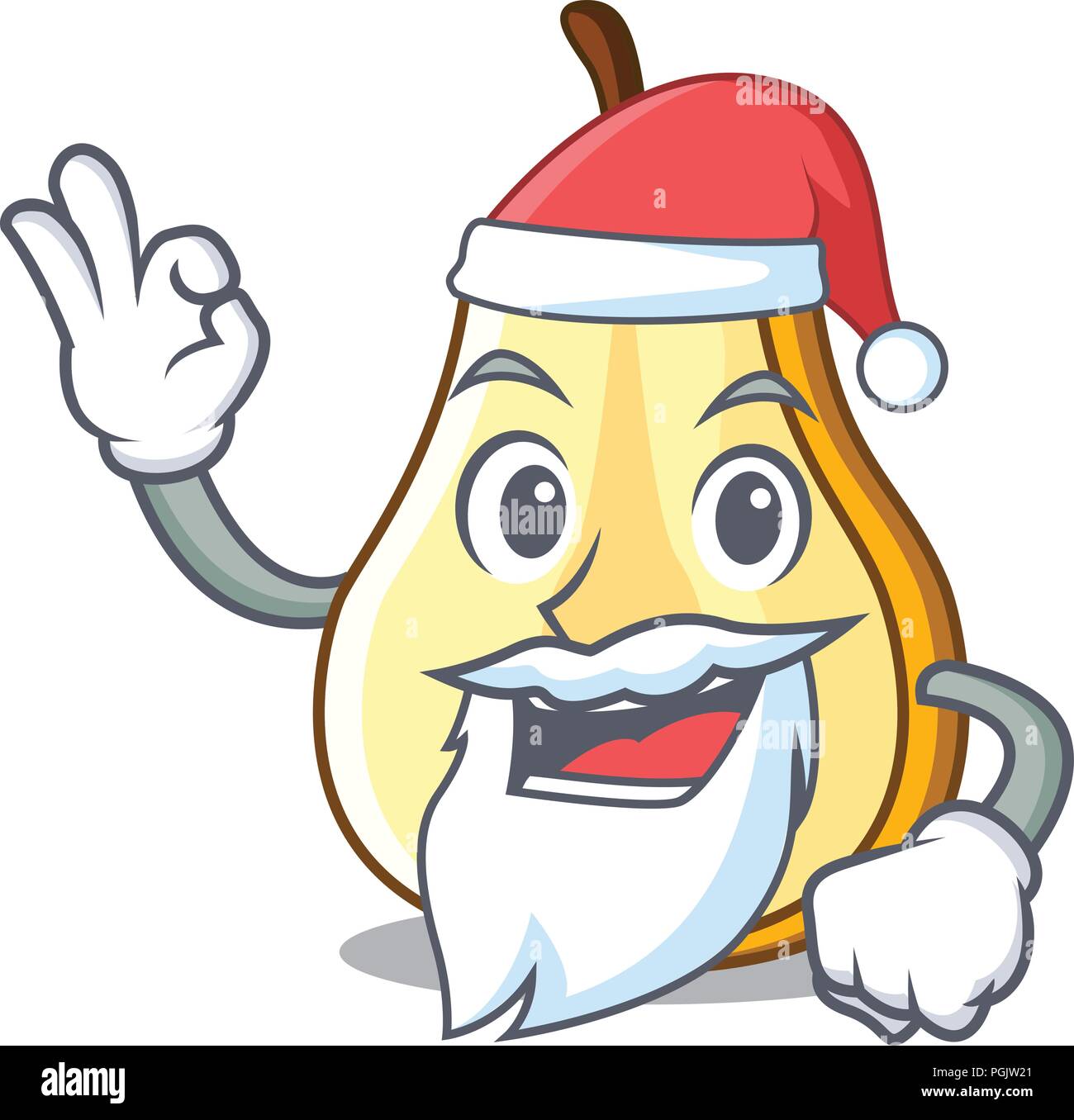 Santa sliced fresh juicy pear mascot cartoon vector illustration Stock ...