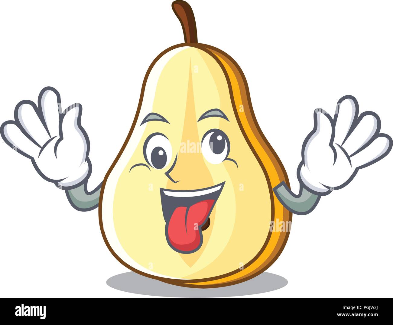 Crazy sliced fresh juicy pear mascot cartoon vector illustration Stock ...