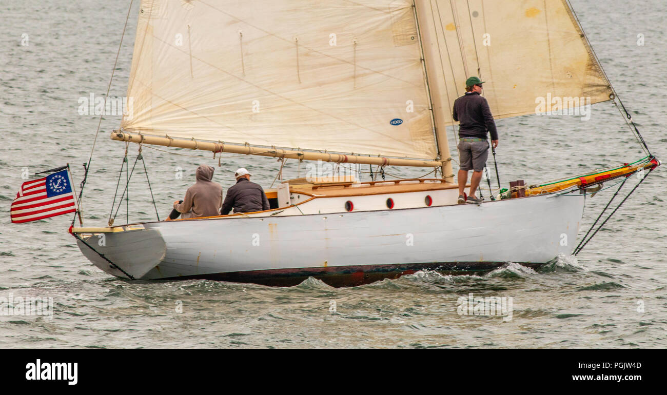 Classic wooden sloop out for a sail Stock Photo - Alamy
