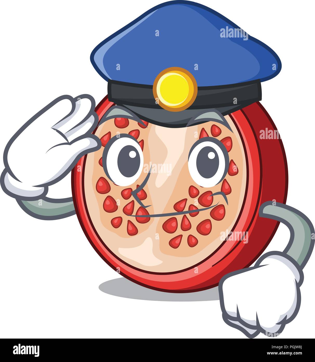 Police pomegranate slice isolated on character cartoon vector ...