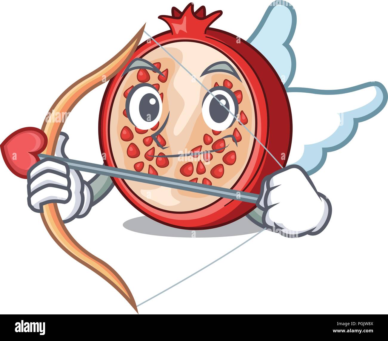 Cupid pomegranate slice isolated on character cartoon vector ...