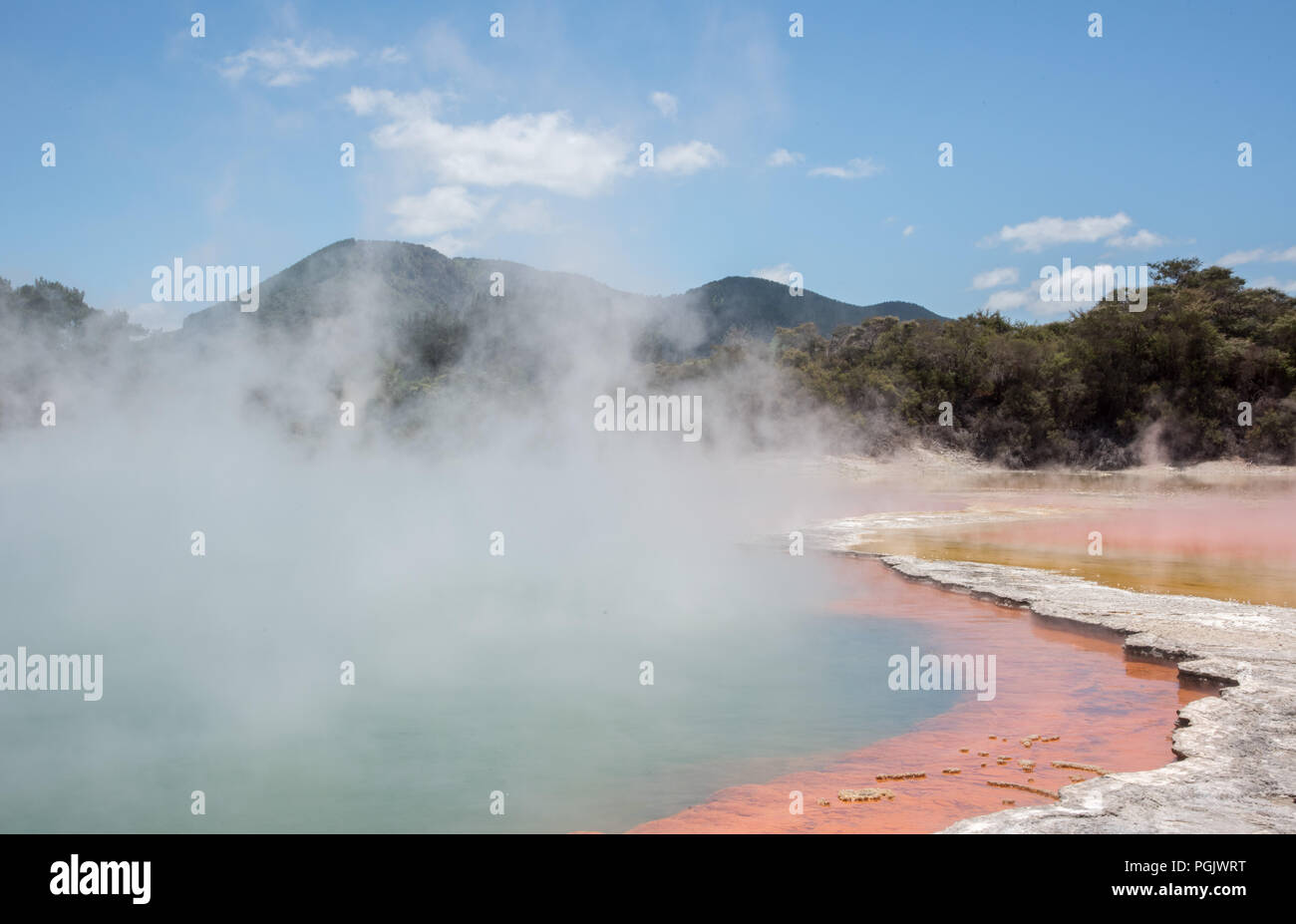 Stunning and colourful Champagne Pool at the geothermal area Orakei ...