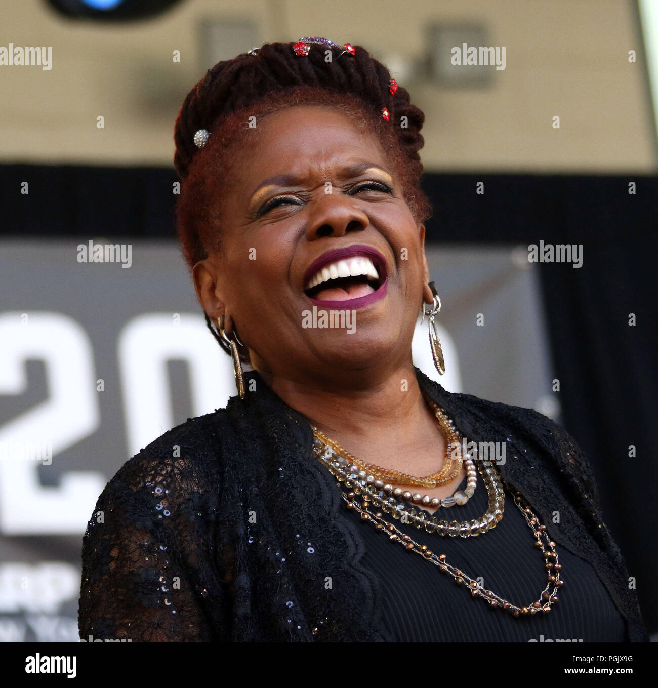 New York City, New York, USA. 25th Aug, 2018. Jazz vocalist CATHERINE ...