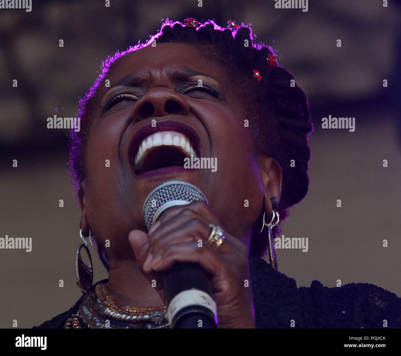 New York City, New York, USA. 25th Aug, 2018. Jazz vocalist CATHERINE ...
