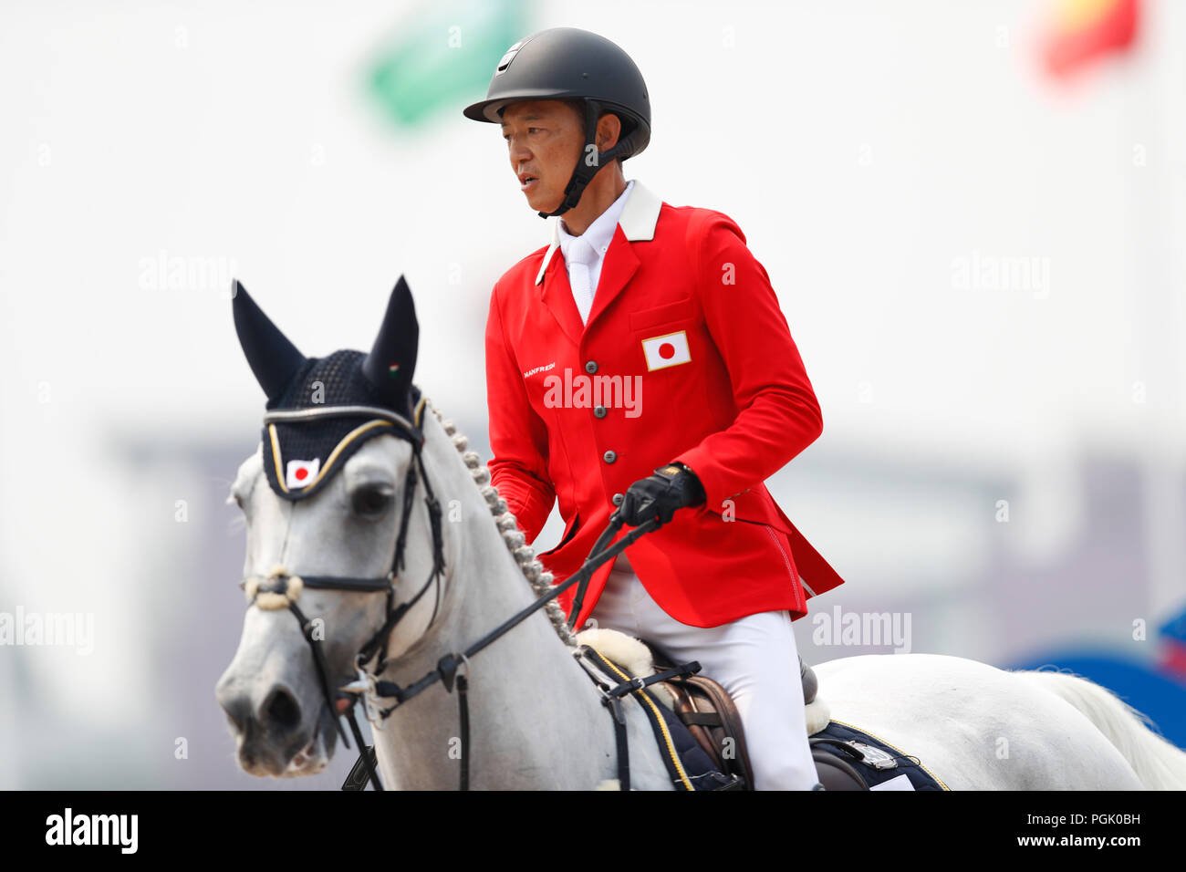 Jakarta, Indonesia. 27th Aug, 2018. Daisuke Fukushima (JPN) Equestrian : Jumping Individual ...