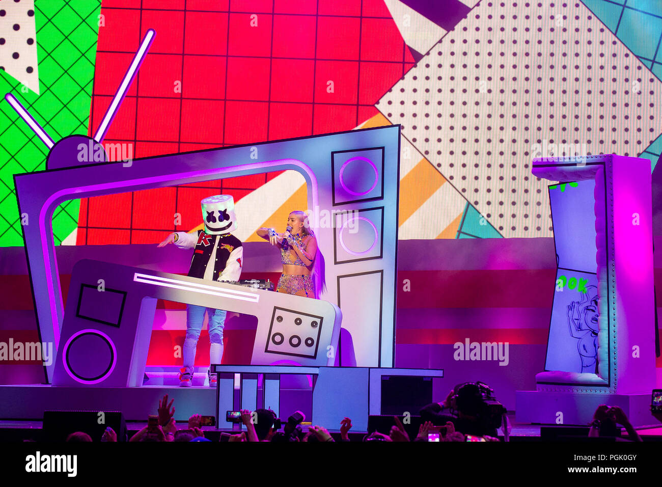 Toronto, Canada. 26th August 2018. Marshmello and Ann-Marie perform on ...