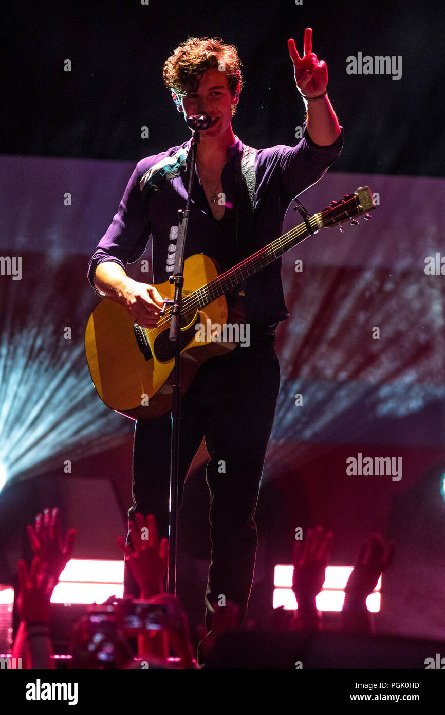 Toronto, Canada. 26th August 2018. Shawn Mendes performs on stage ...