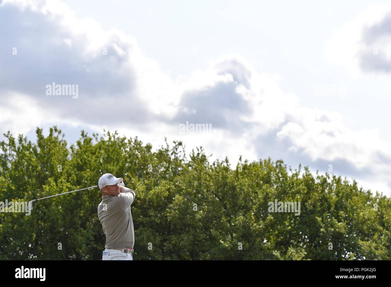 Prague, Czech Republic. 26th Aug, 2018. Golfer JAMIE DONALDSON of Wales ...