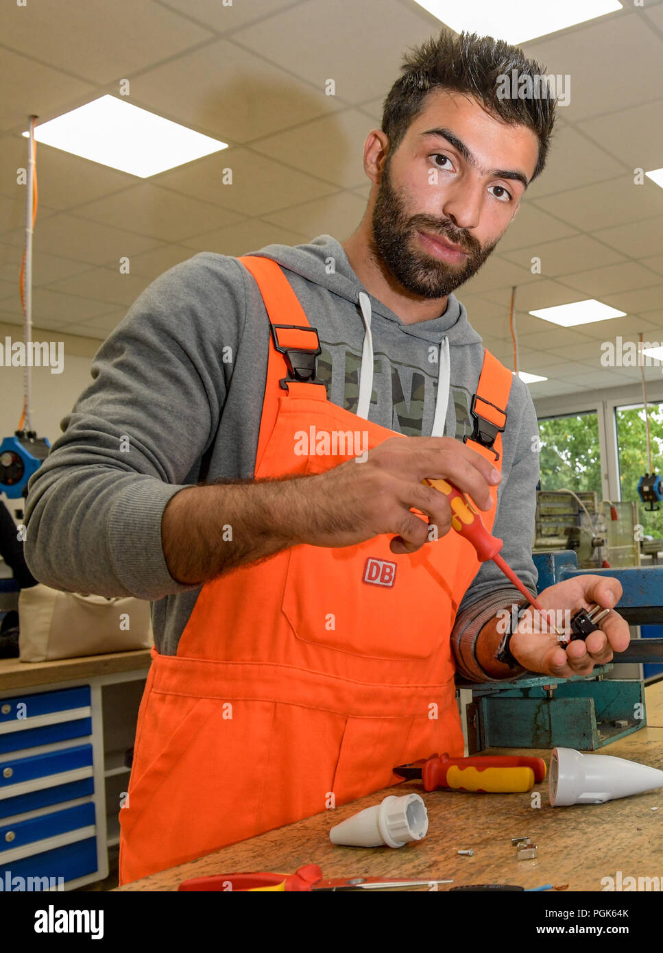 Hamburg, Germany. 27th Aug, 2018. Abdul Karim Yousef (22), refugee from ...