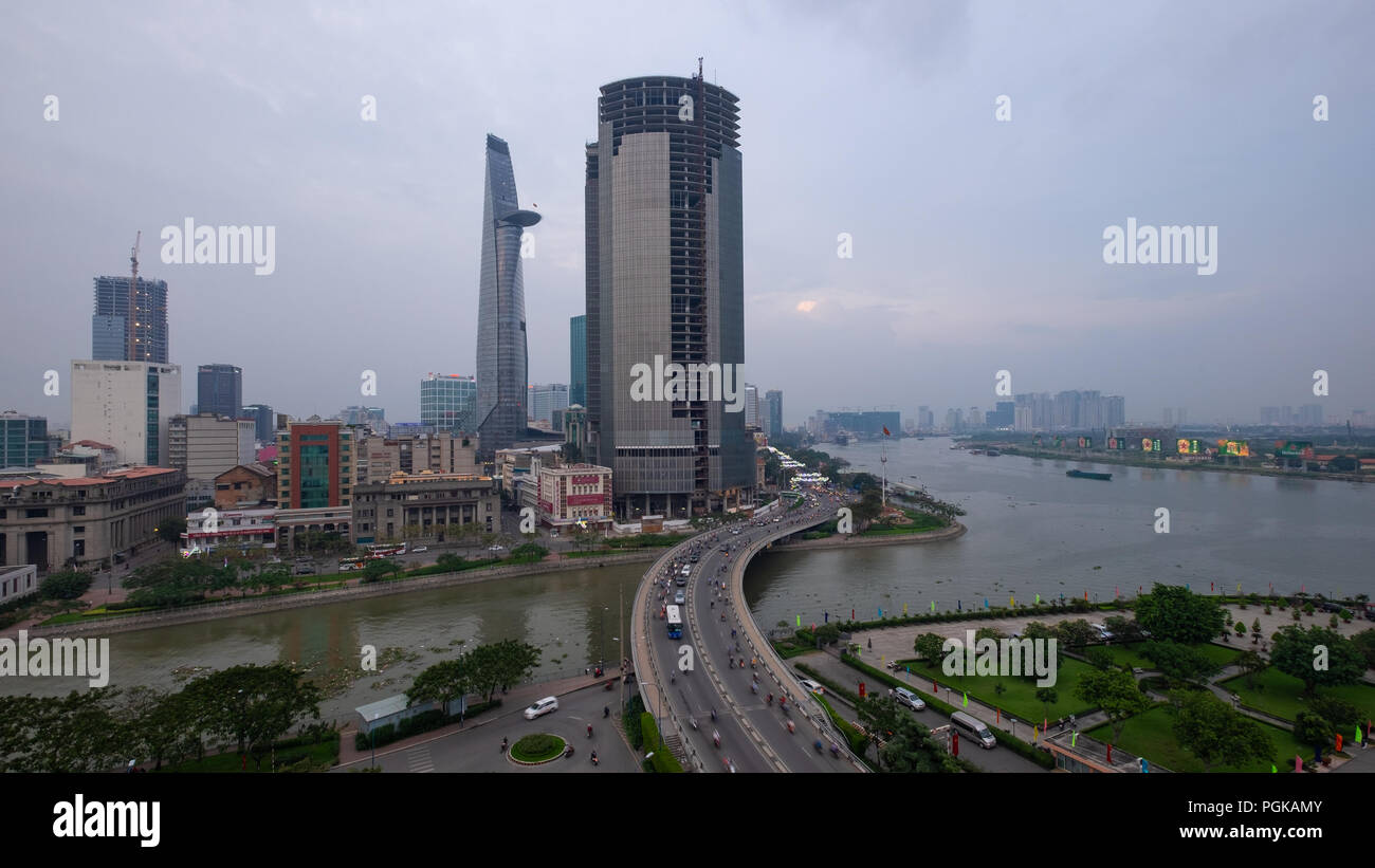 High building and skyscraper in center of Ho Chi Minh city. Royalty ...