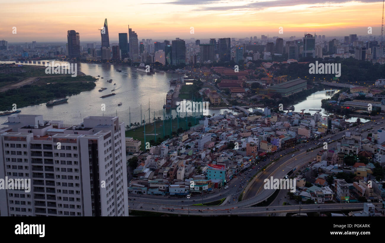 Beautiful landscape sunny day of Ho Chi Minh city or Sai Gon. Royalty ...