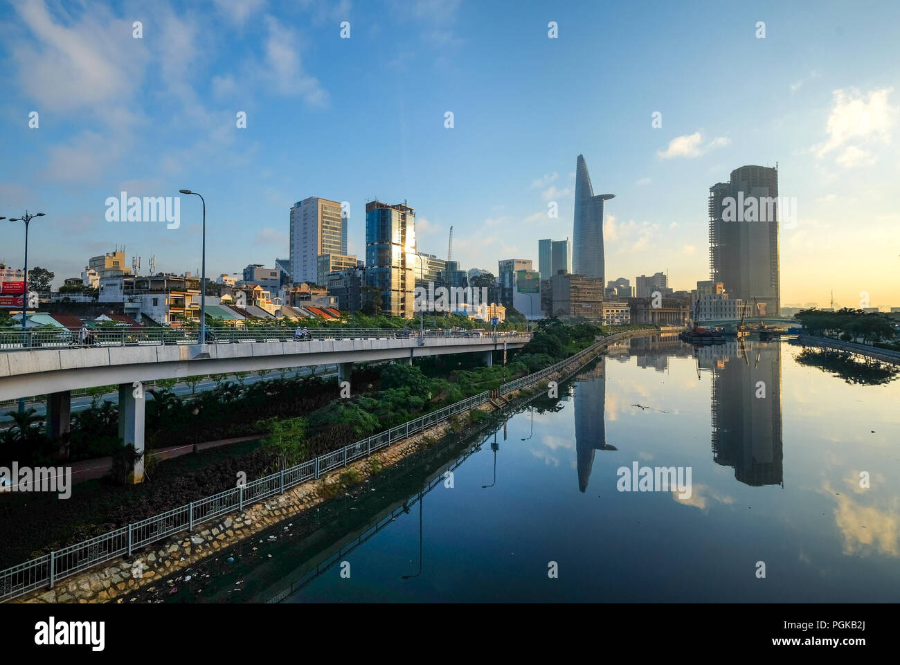 High building and skyscraper in center of Ho Chi Minh city. Royalty ...