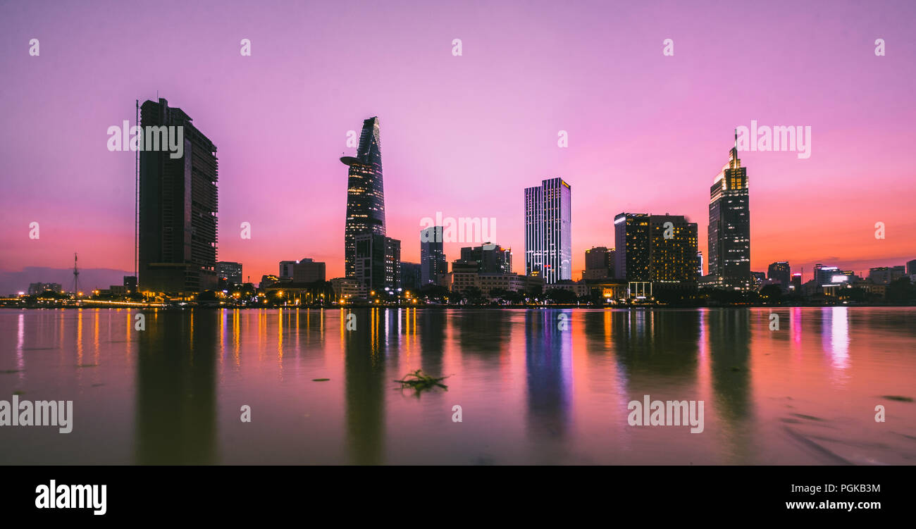 Beautiful landscape sunset of Ho Chi Minh city or Sai Gon, Vietnam ...