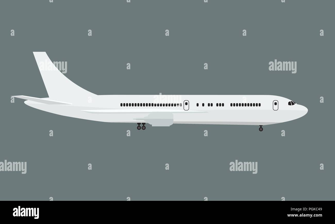 Plane with side view mock up. Flat and solid color vector illustration ...