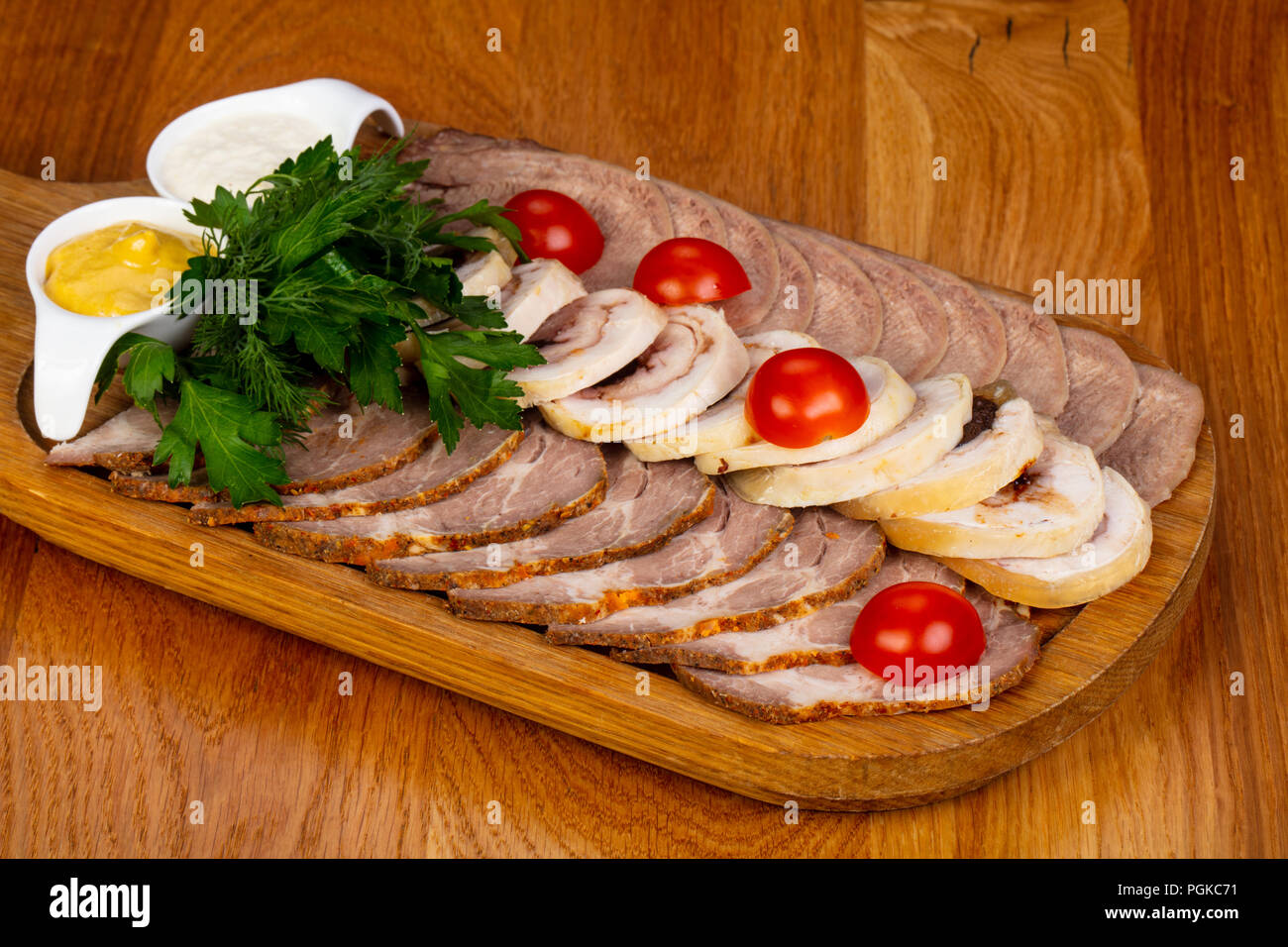 Assortment pickled meat with toungue Stock Photo - Alamy