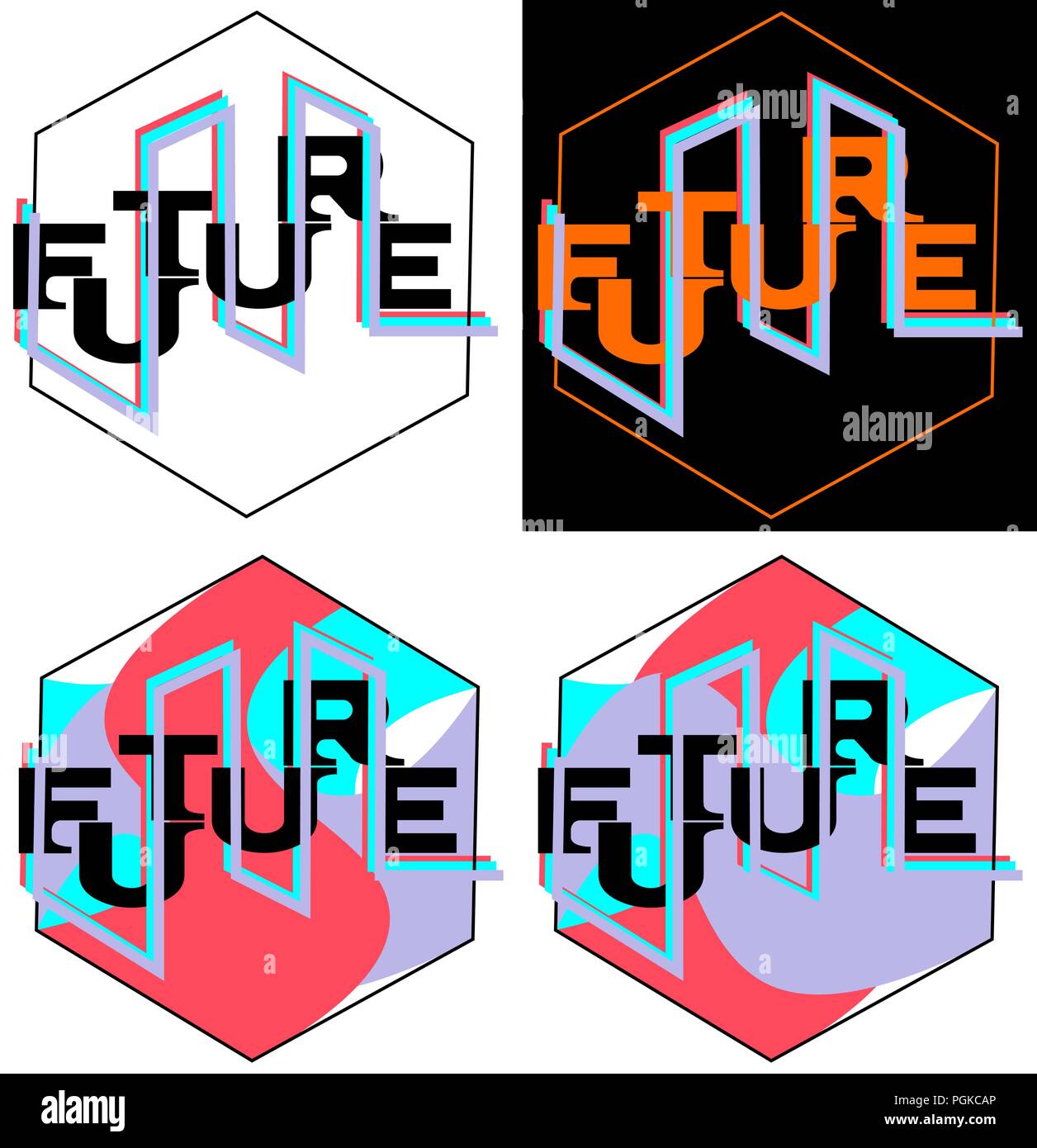 text logo future with geometric elements creative art logo Stock Vector ...