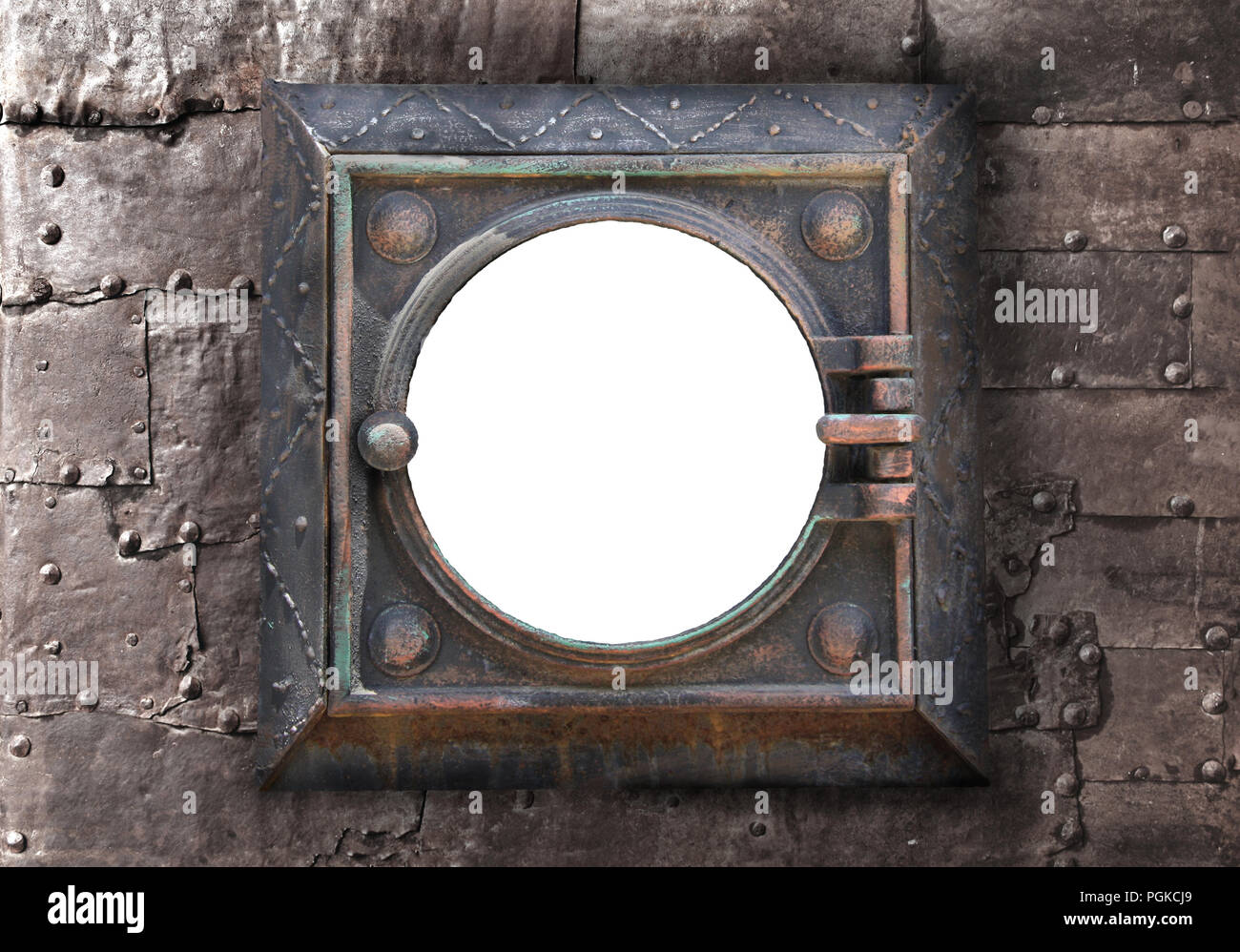 Grunge background in steampunk style. Texture of old metal with rivets ...