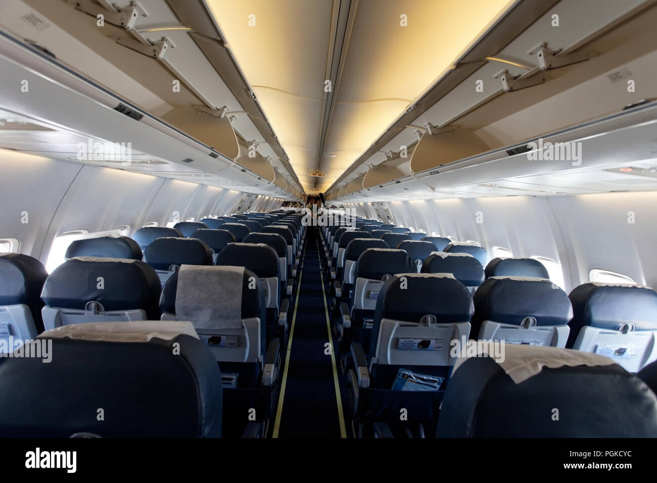 Passenger boarding to start and empty seats, interior of modern ...