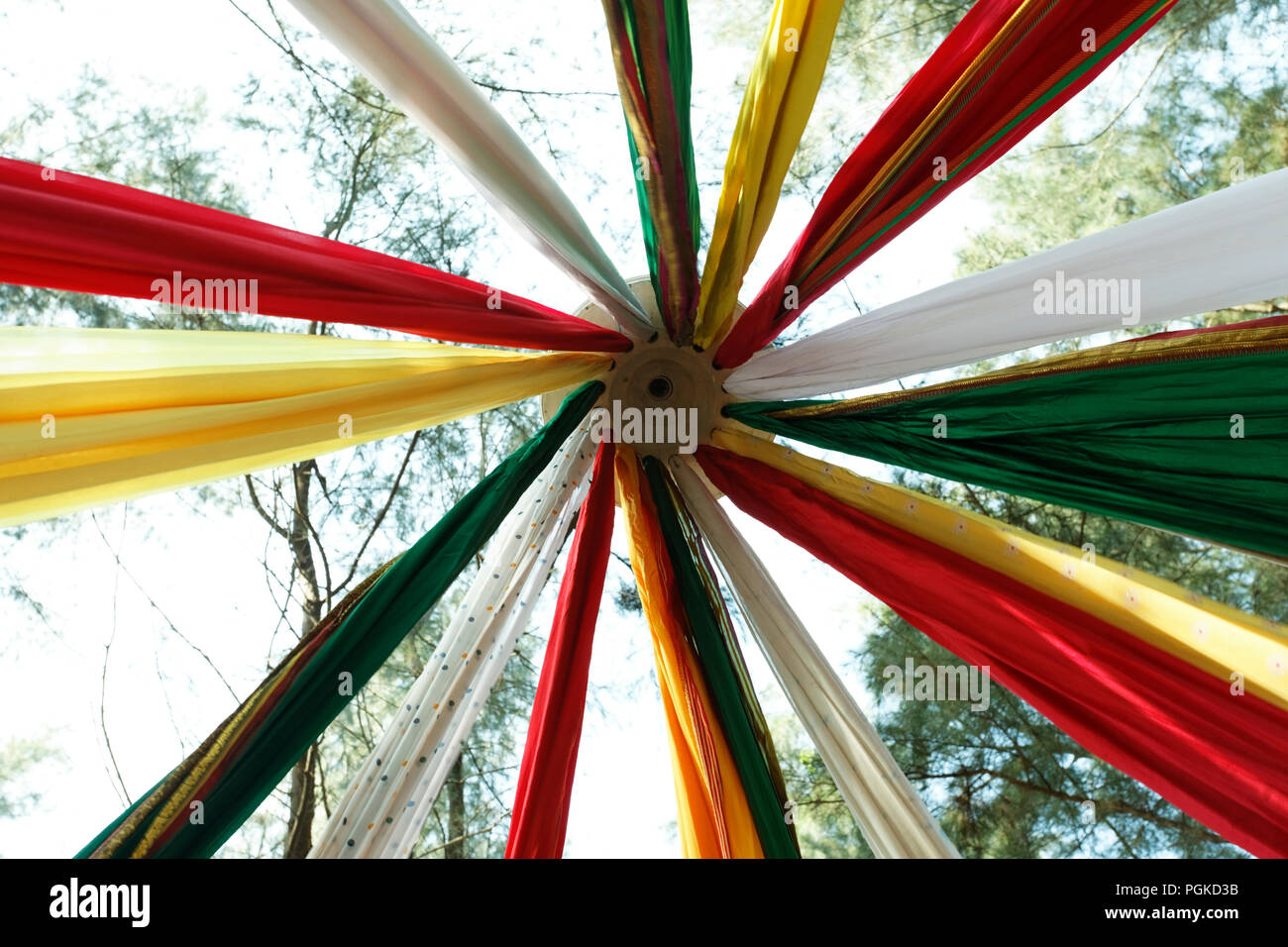 colourful cloth material used by dancers to make a pattern Stock Photo ...