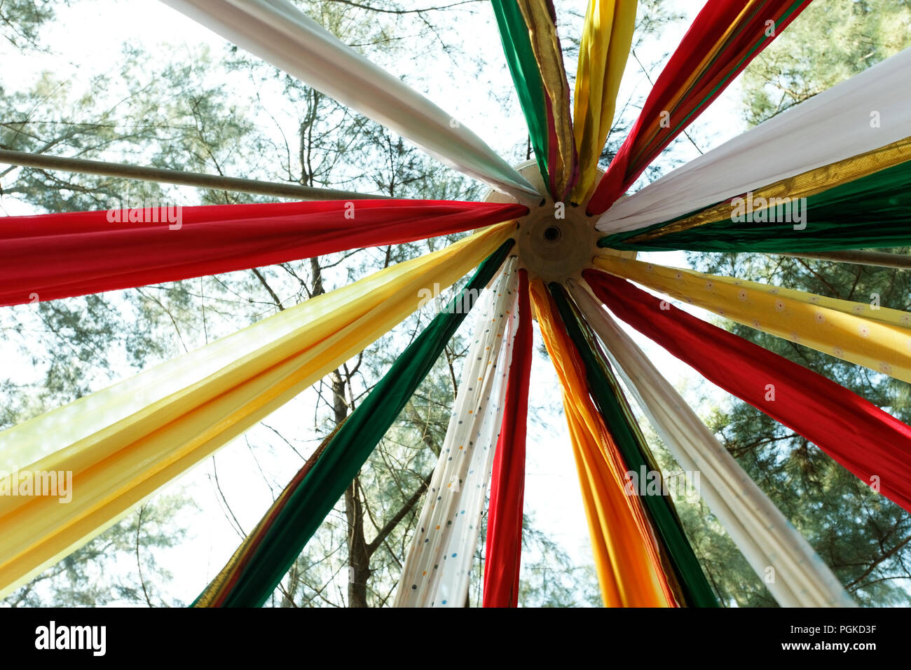 colourful cloth material used by dancers to make a pattern Stock Photo ...