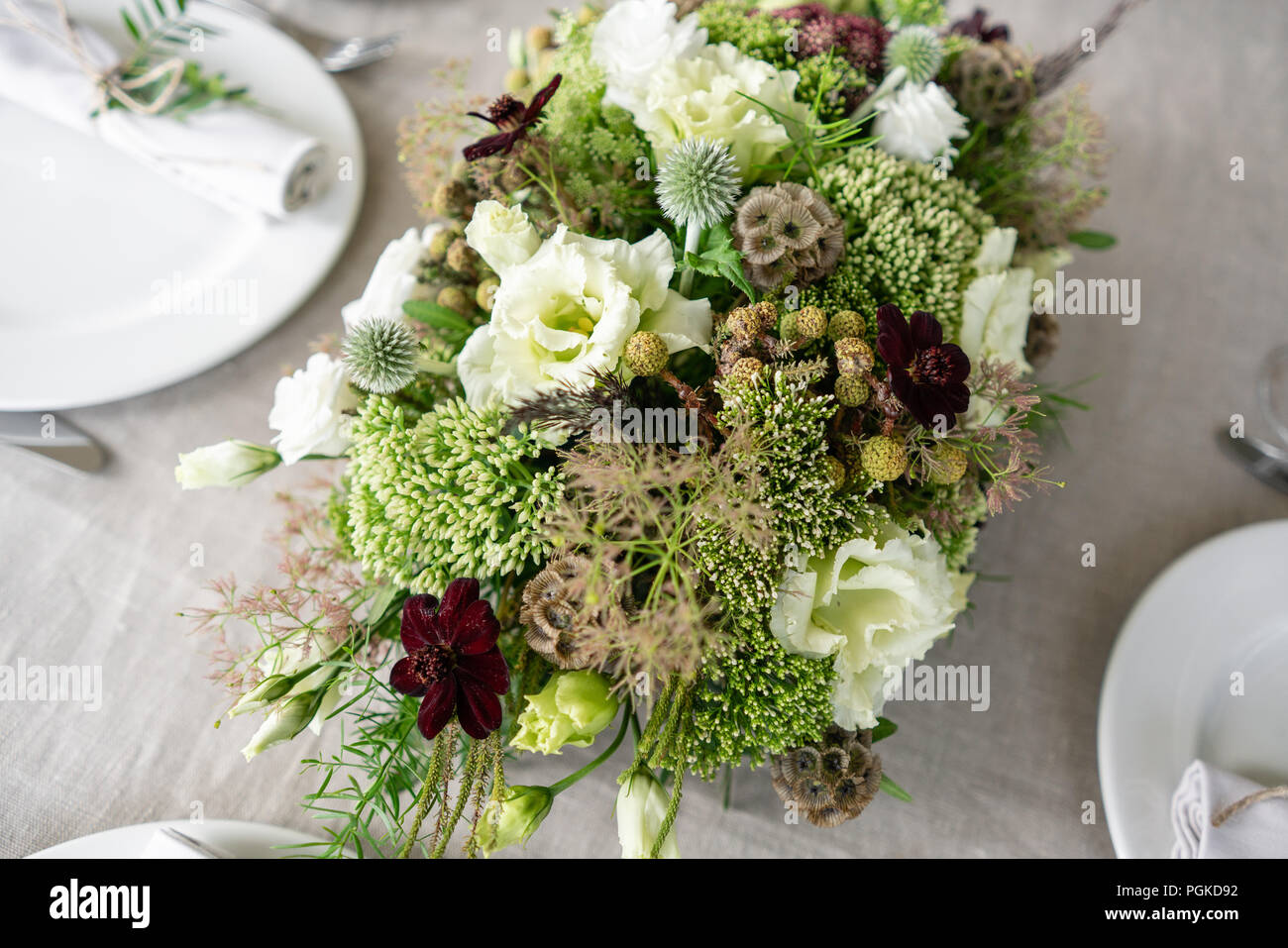 Wedding Banquet or gala dinner. The chairs and table for guests, served ...