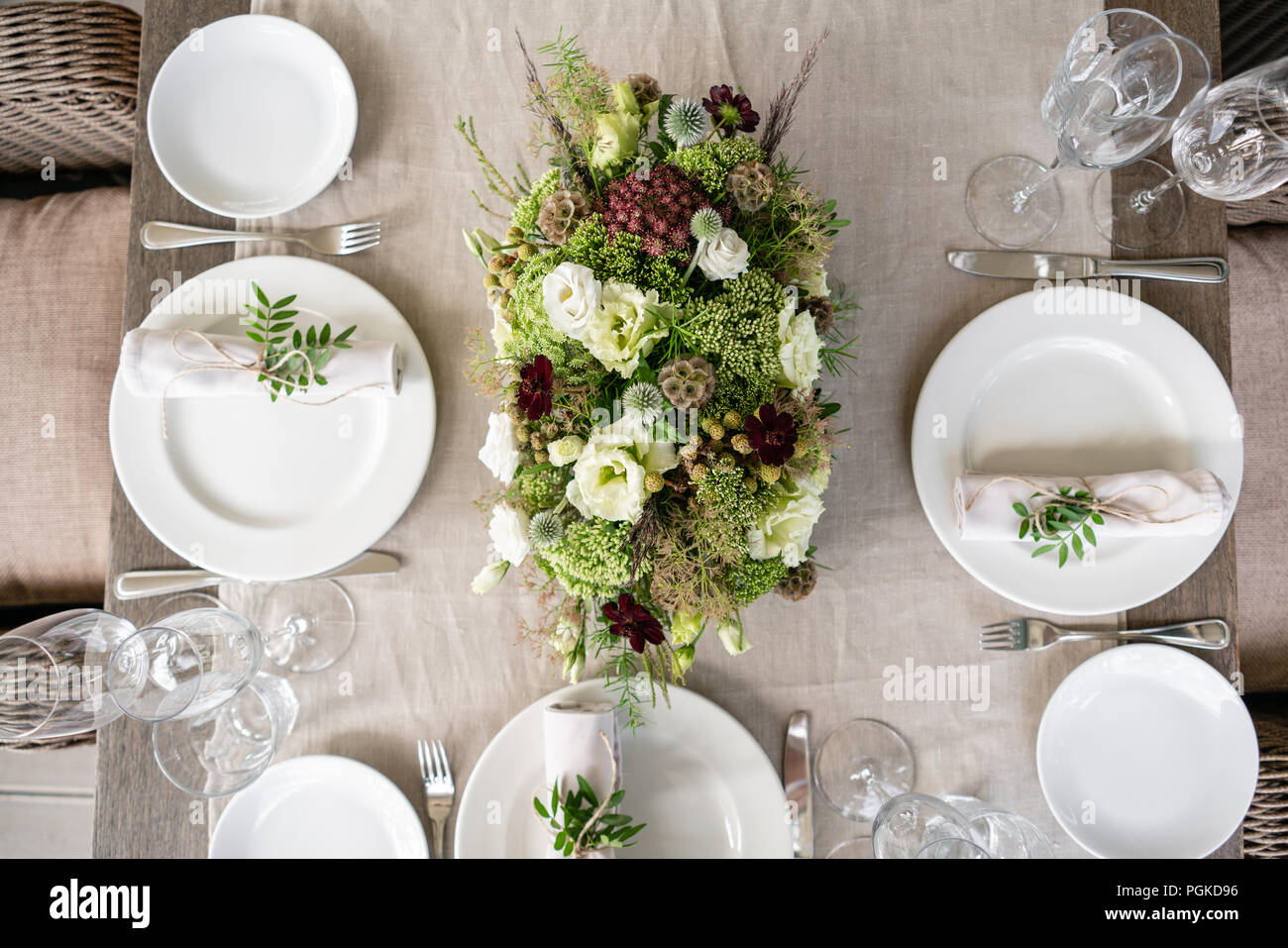 Wedding Banquet or gala dinner. The chairs and table for guests, served ...