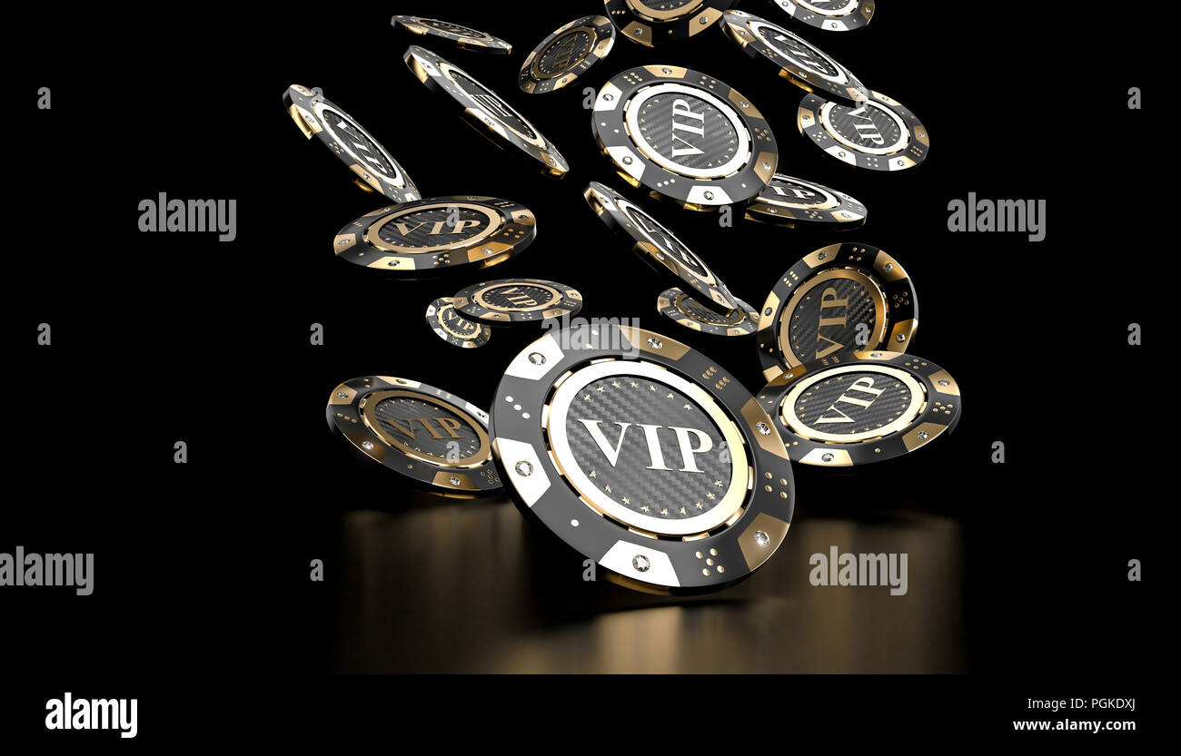 3d rendering image of golden and carbon vip chip with diamond Stock ...