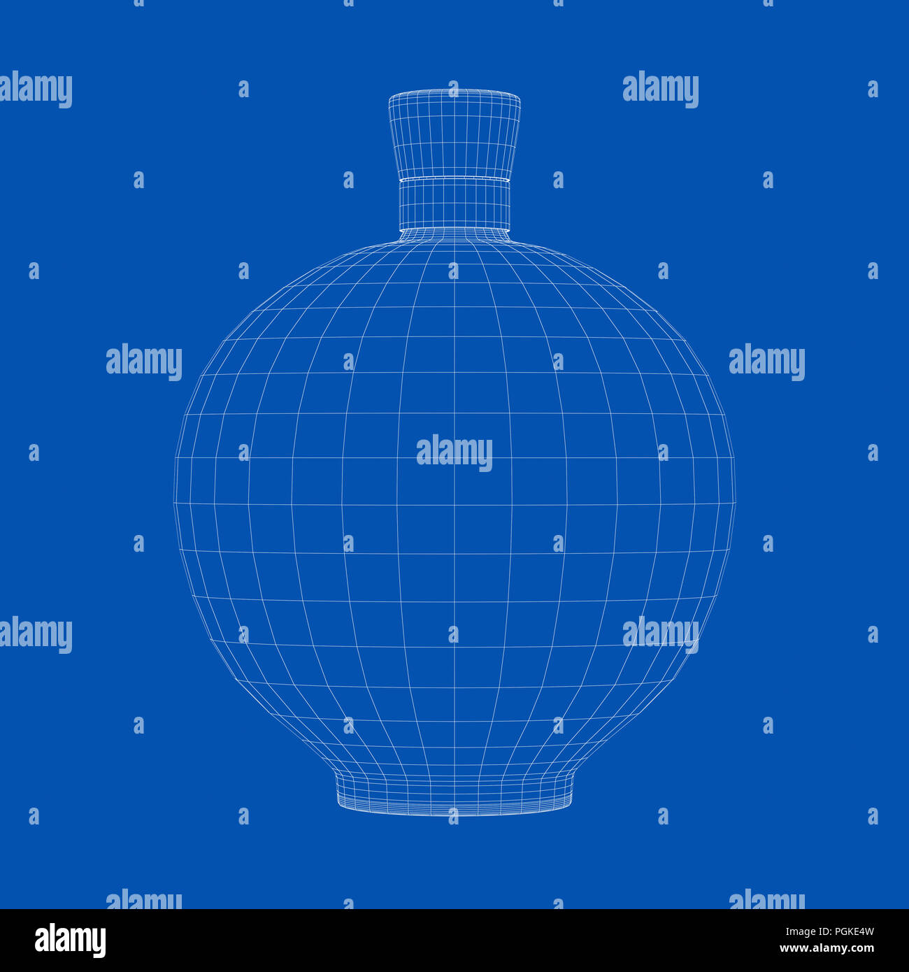 3D wire-frame model of alcohol bottle on blue background Stock Photo ...