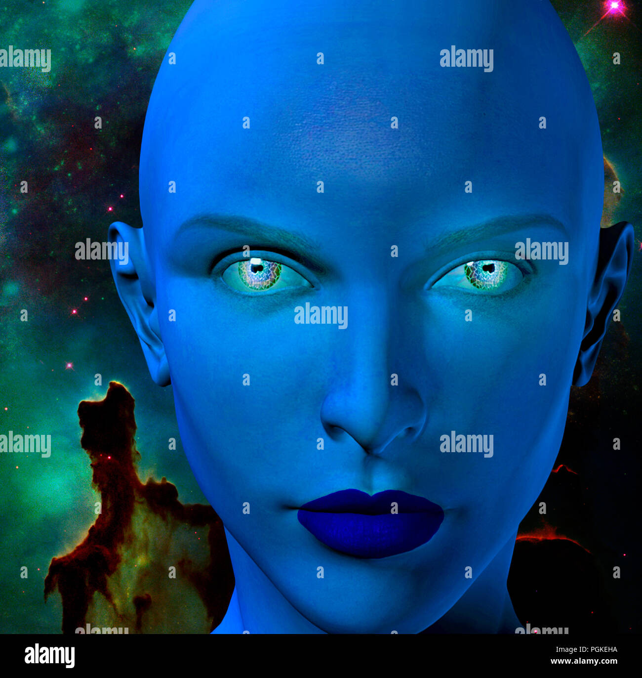 Planet face alien woman hi-res stock photography and images - Alamy
