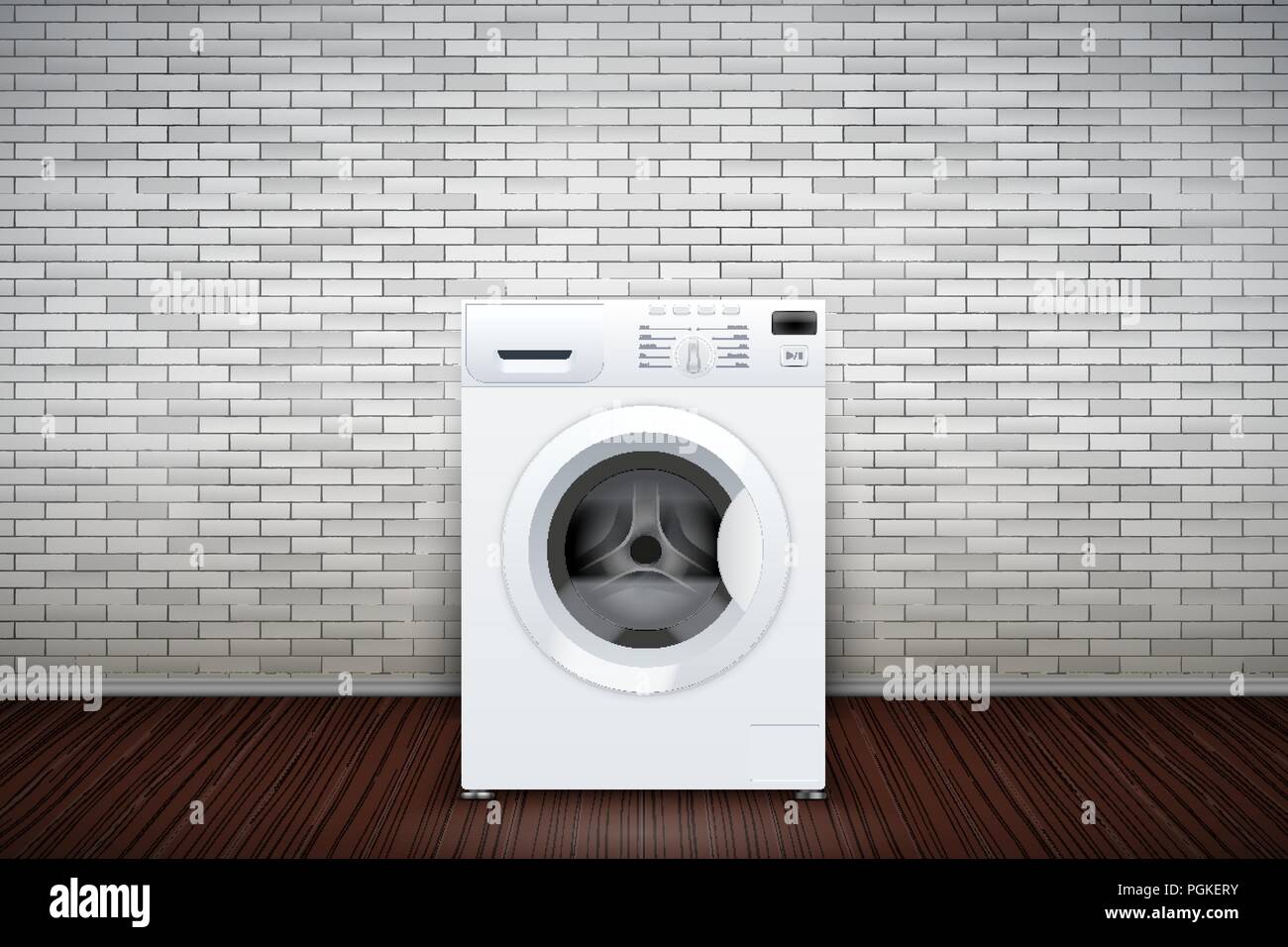 Laundry room of brick wall and washing machine Stock Vector Image & Art ...