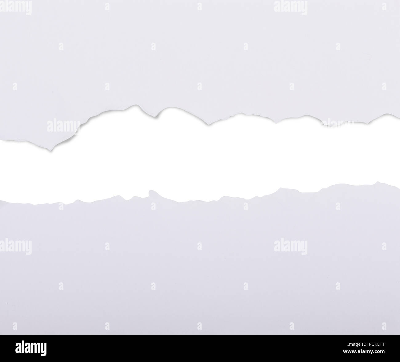 White paper torn apart in two isolated over white background Stock ...
