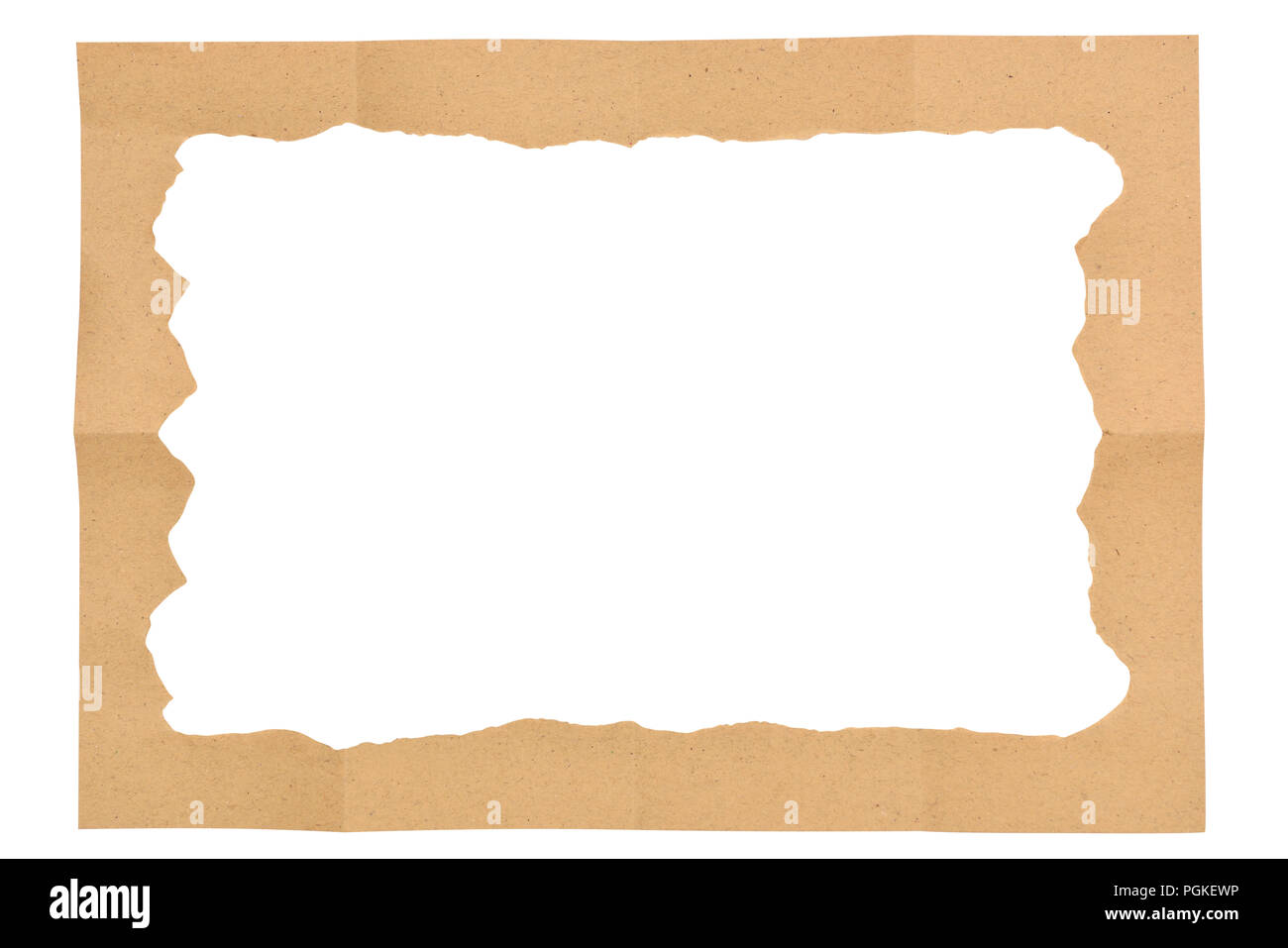 Ripped brown paper on the middle isolated over white background Stock ...