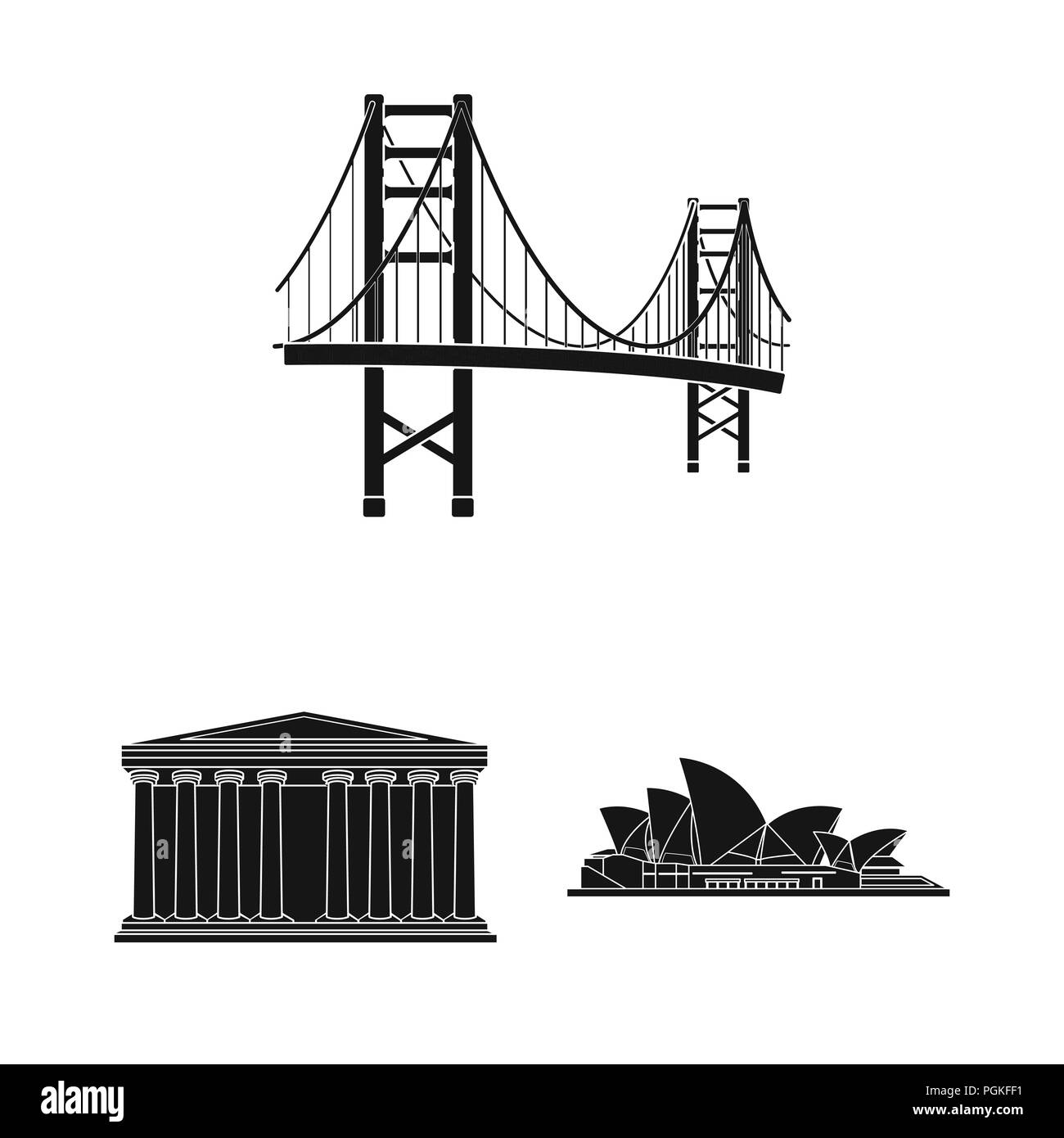 Sights of different countries black icons in set collection for design ...