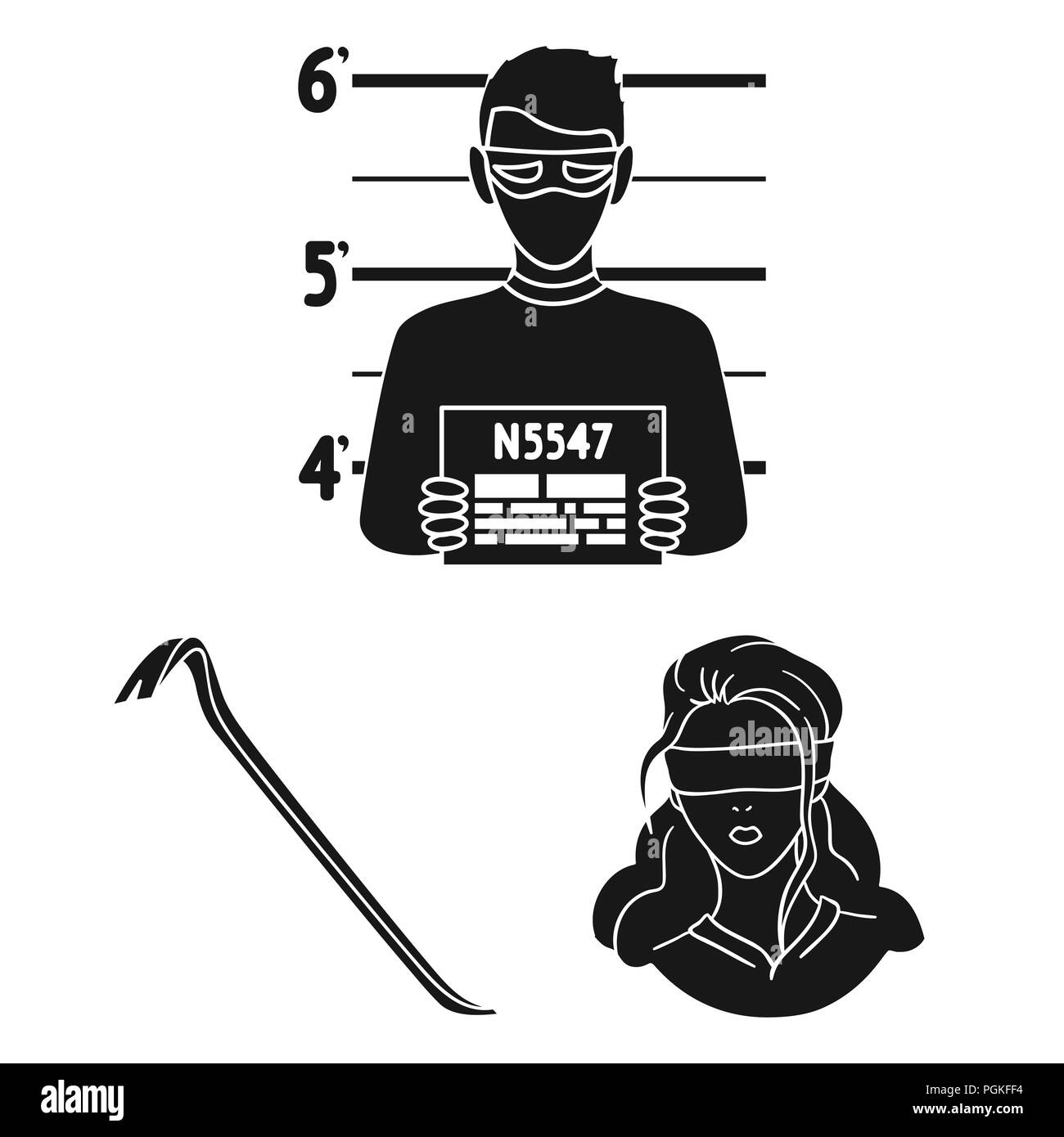 Crime and Punishment black icons in set collection for design.Criminal ...