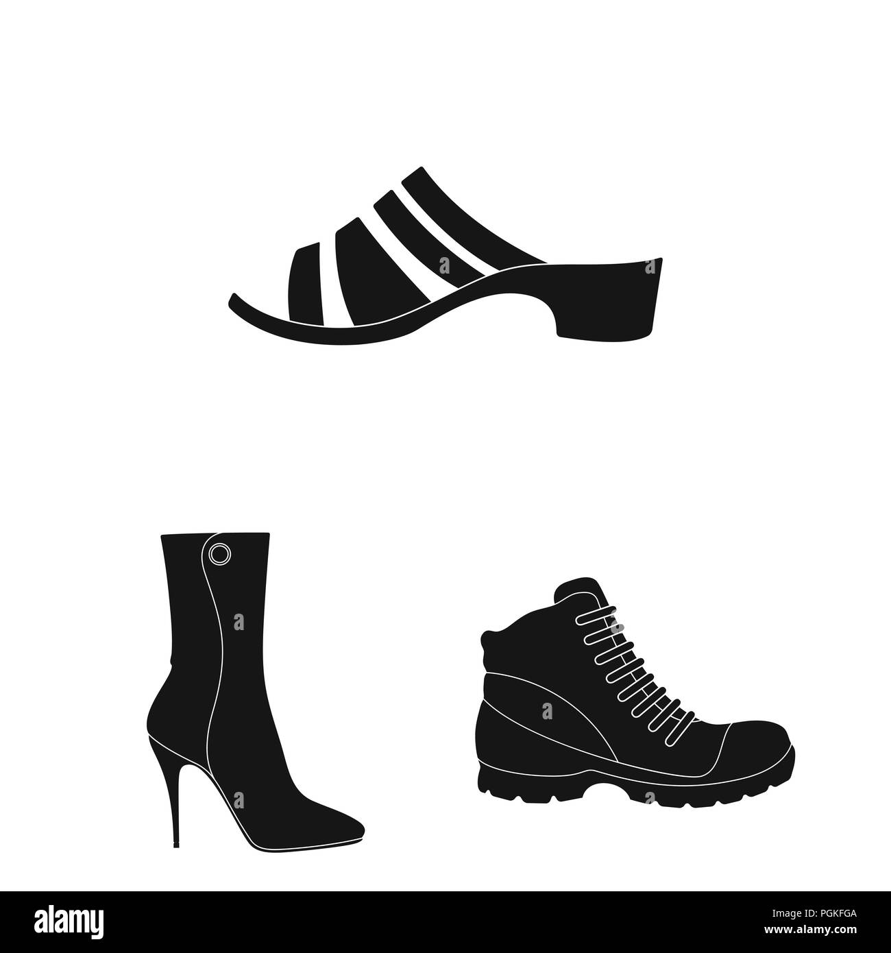 Different shoes black icons in set collection for design. Men and women ...