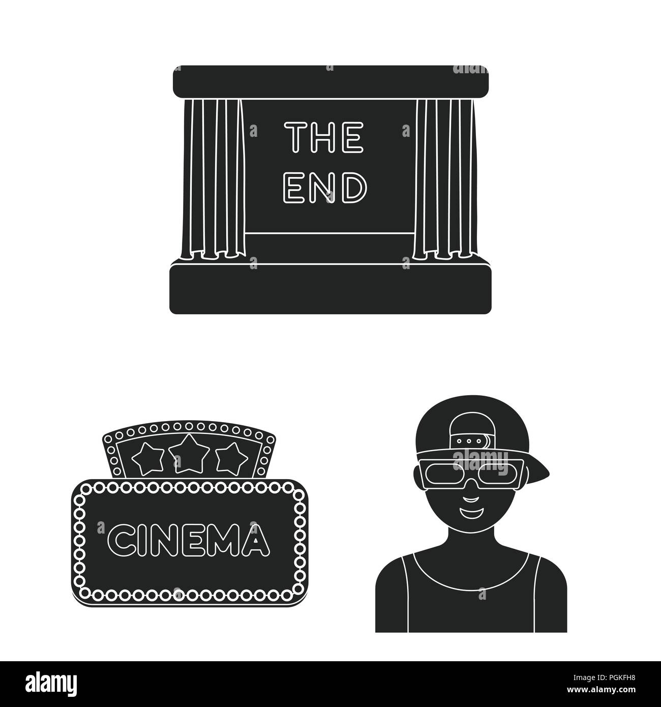 Films and cinema black icons in set collection for design.Movies and ...