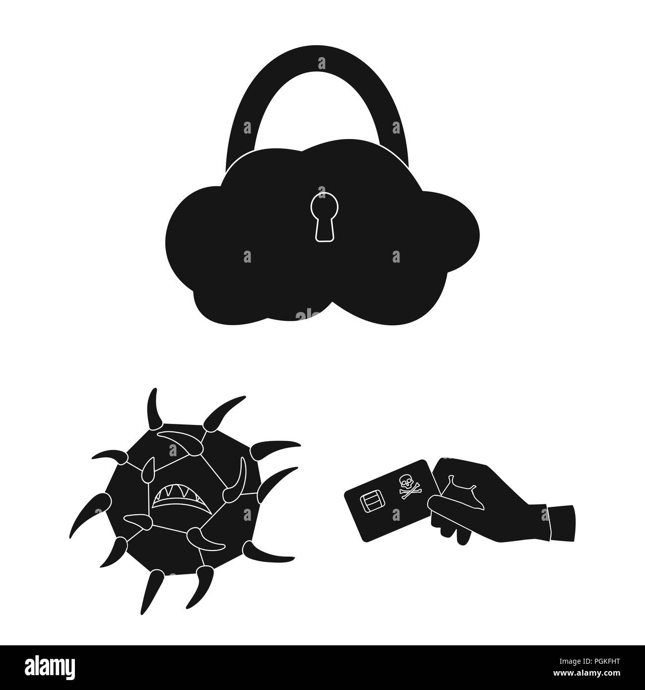 Hacker And Hacking Black Icons In Set Collection For Design Hacker And Equipment Vector Symbol