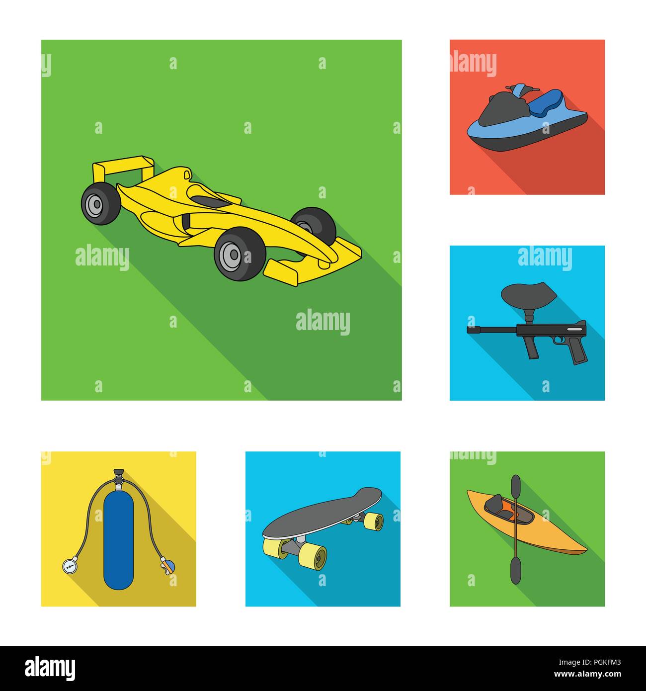 Extreme sport flat icons in set collection for design.Different kinds ...
