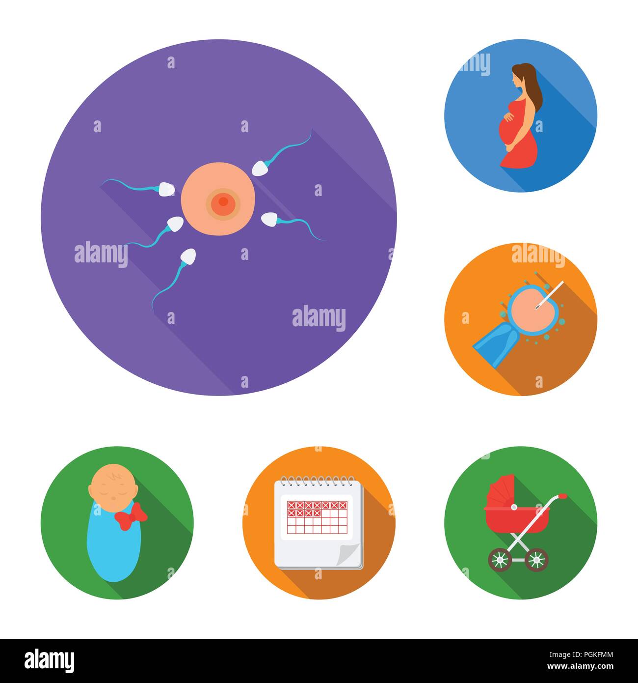 Woman and pregnancy flat icons in set collection for design. Gynecology ...