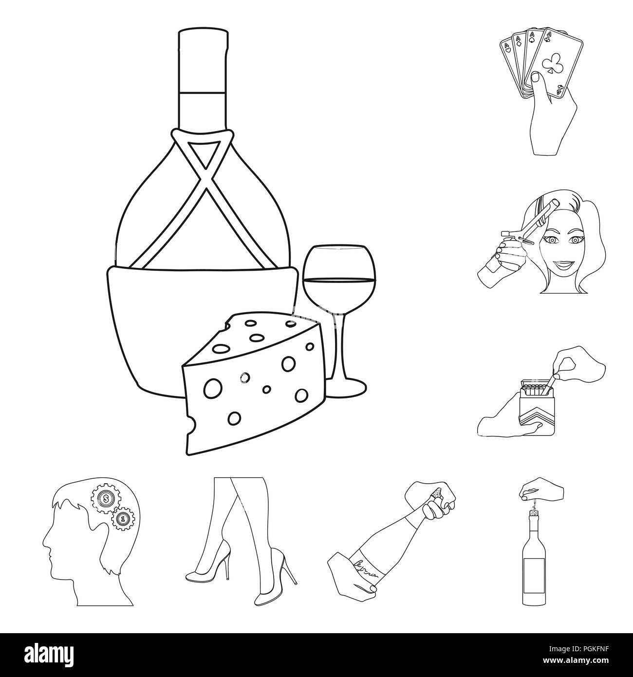 Manipulation by hands outline icons in set collection for design. Hand ...