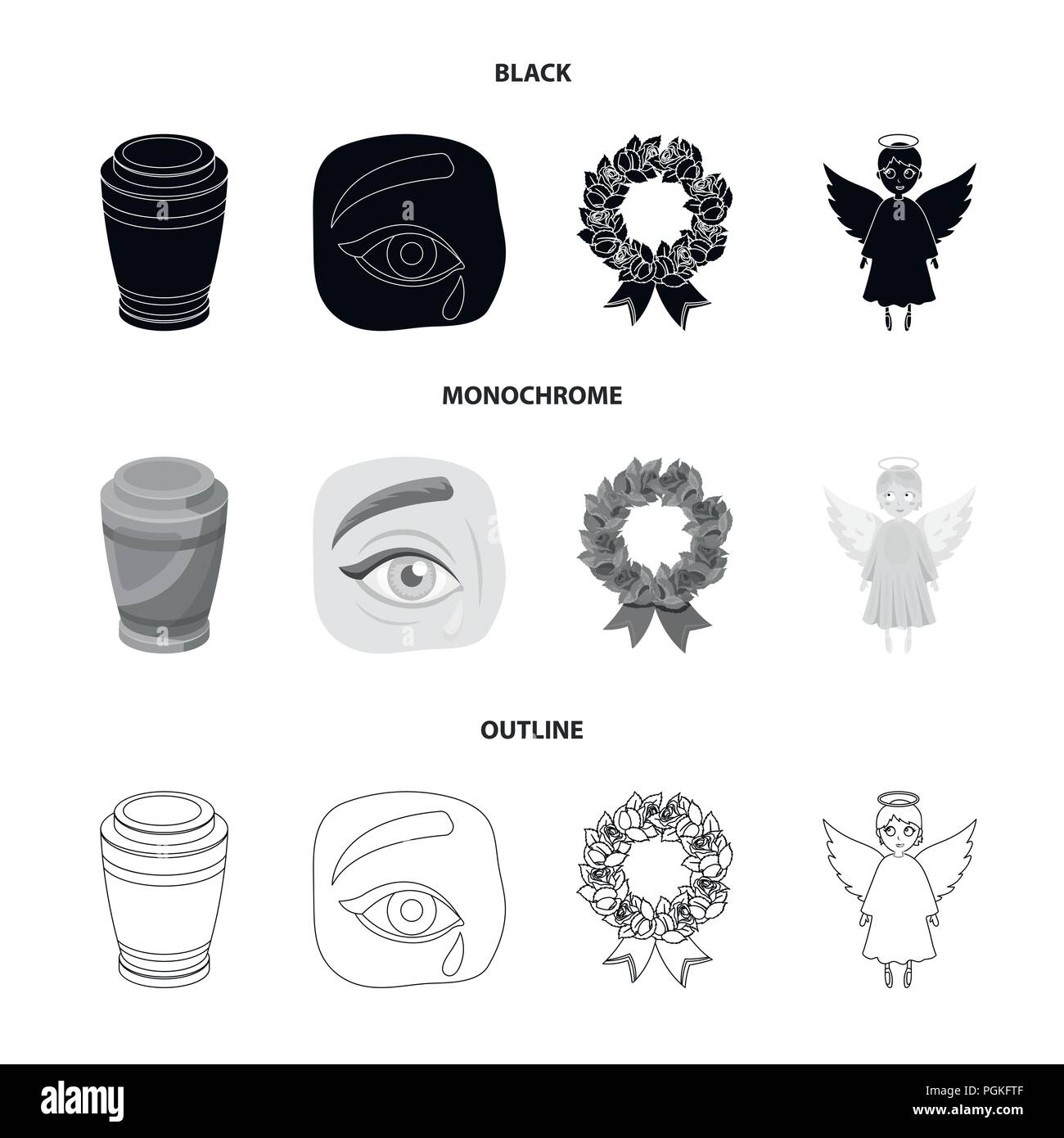 The urn with the ashes of the deceased, the tears of sorrow for the ...