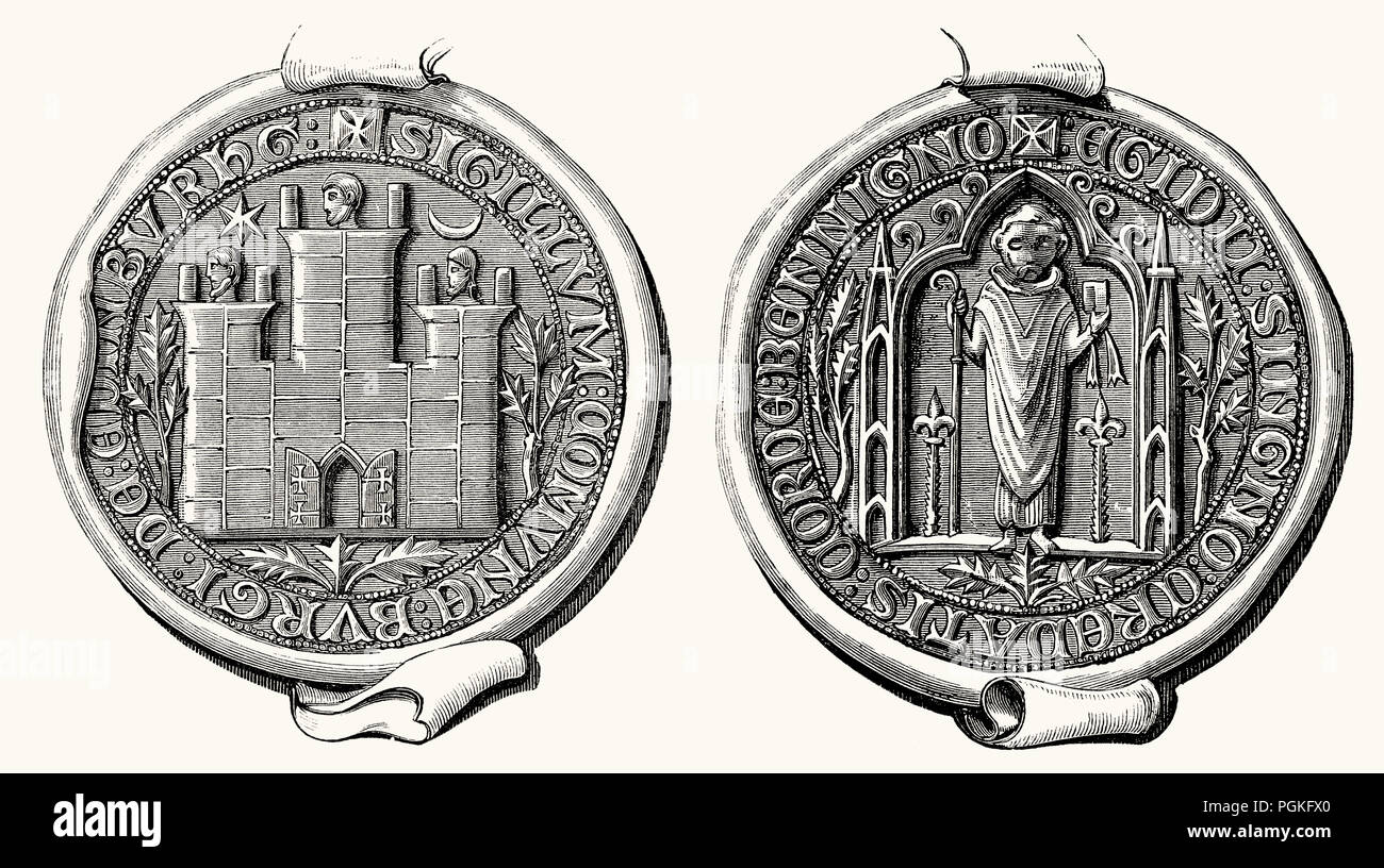 Common Seal of the city of Edinburgh, Scotland, 16th Century Stock ...