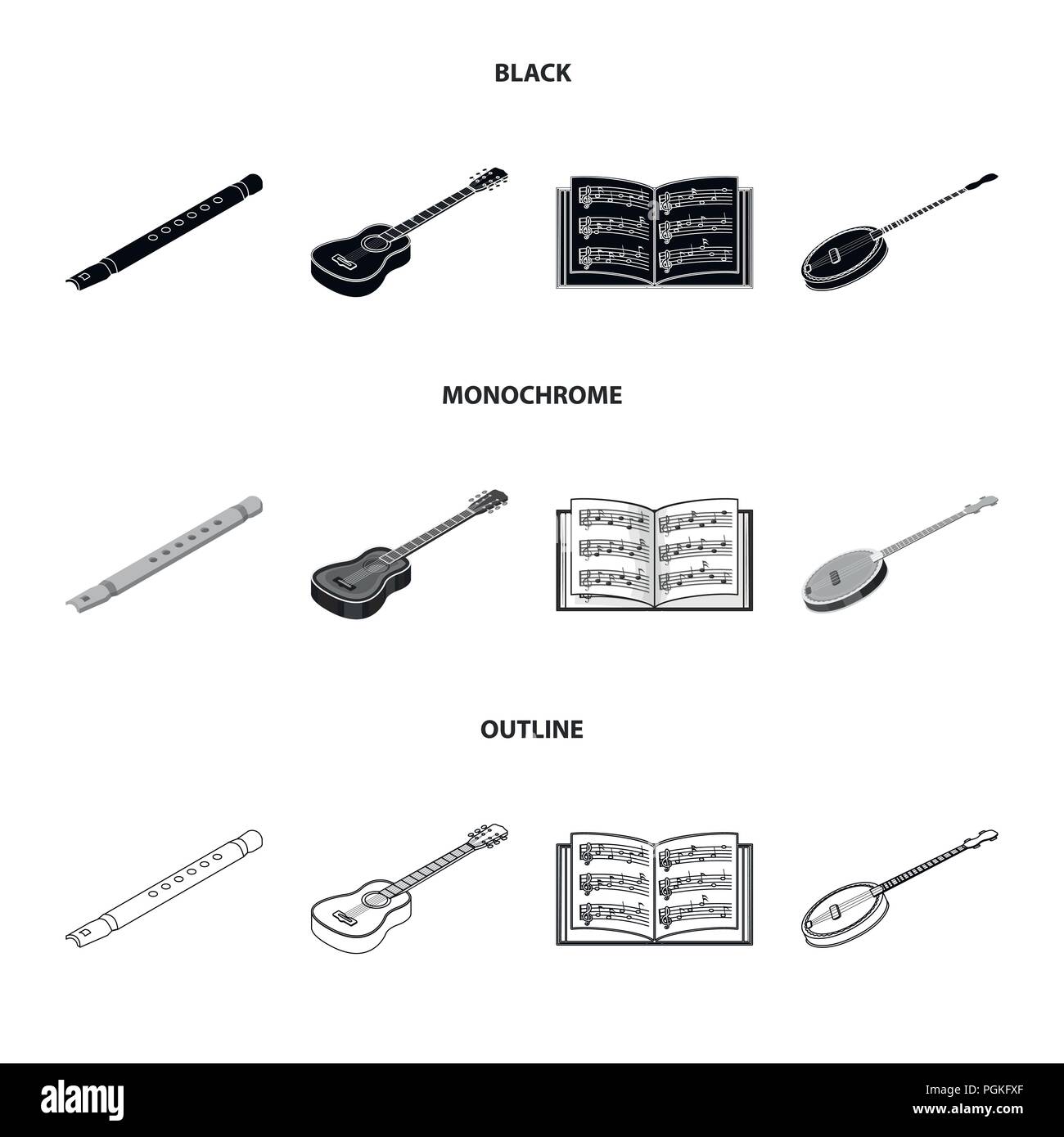 Musical instrument black,monochrome,outline icons in set collection for ...