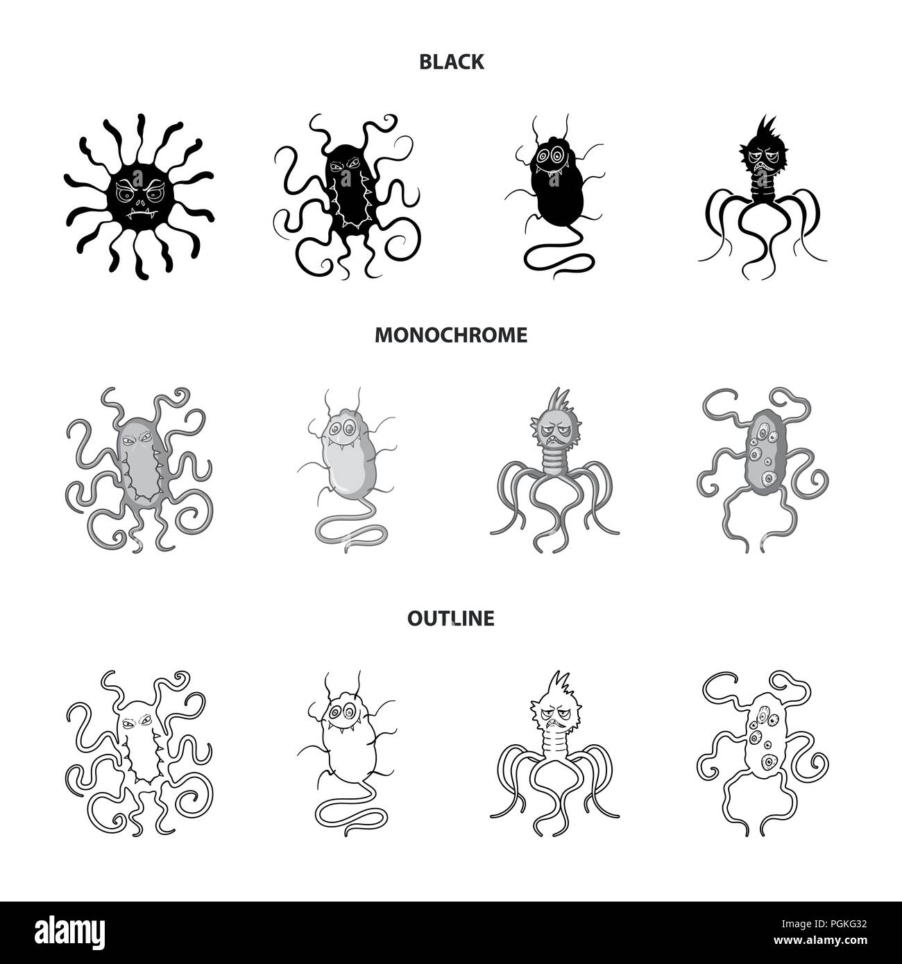 Different types of microbes and viruses. Viruses and bacteria set ...