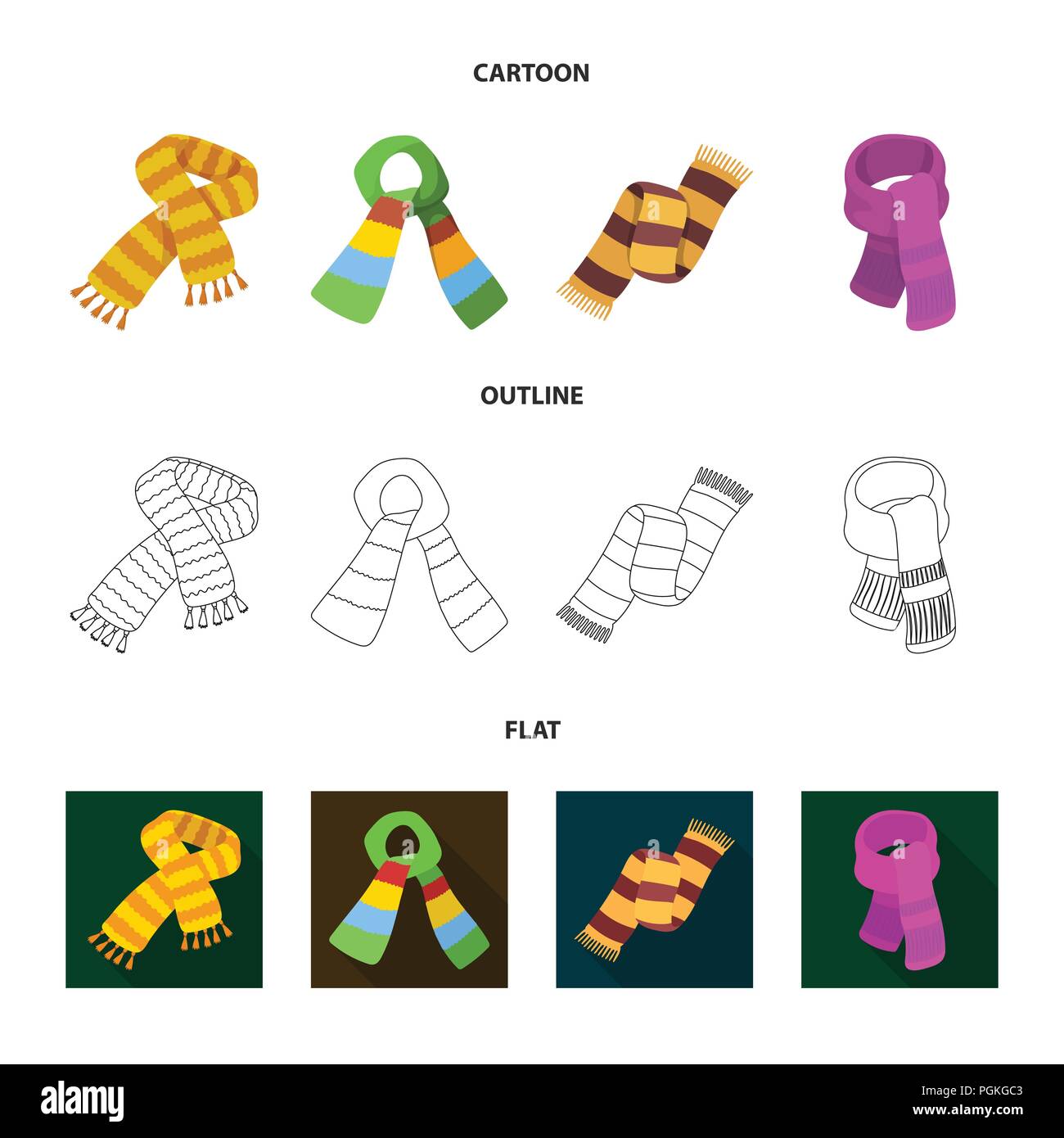 Various kinds of scarves, scarves and shawls. Scarves and shawls set ...