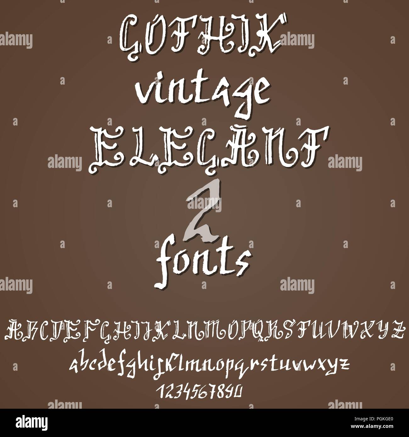 Hand drawn modern dry brush lettering. Gothic style alphabet. Grunge ...