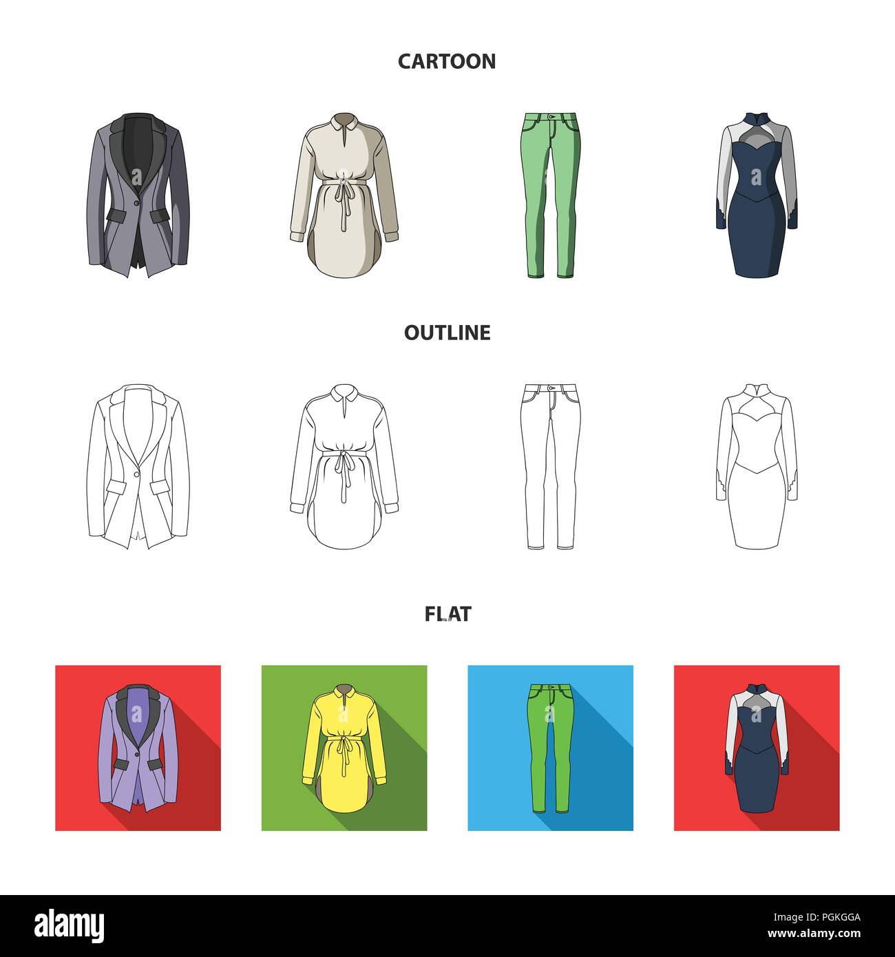 Women Clothing cartoon,outline,flat icons in set collection for design ...