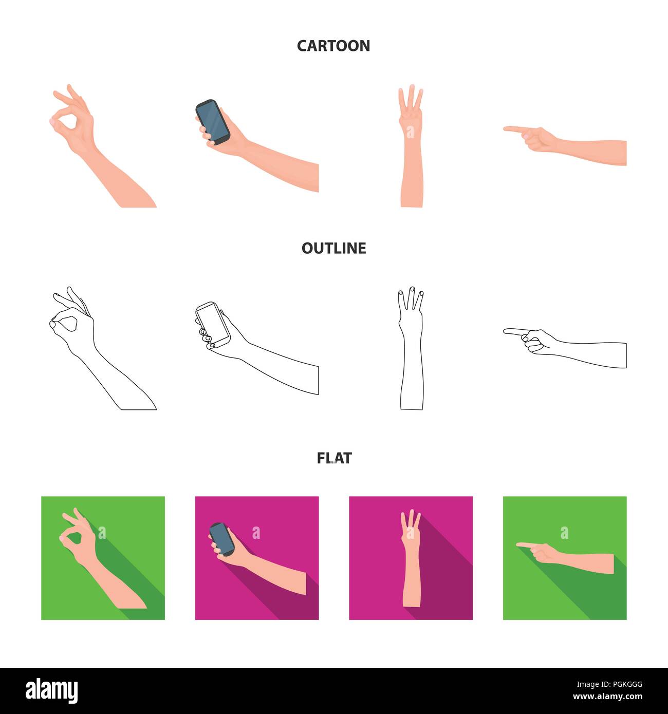 Sign Language cartoon,outline,flat icons in set collection for design ...