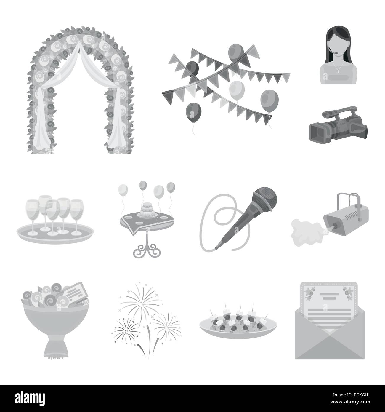 Event Organisation monochrome icons in set collection for design ...