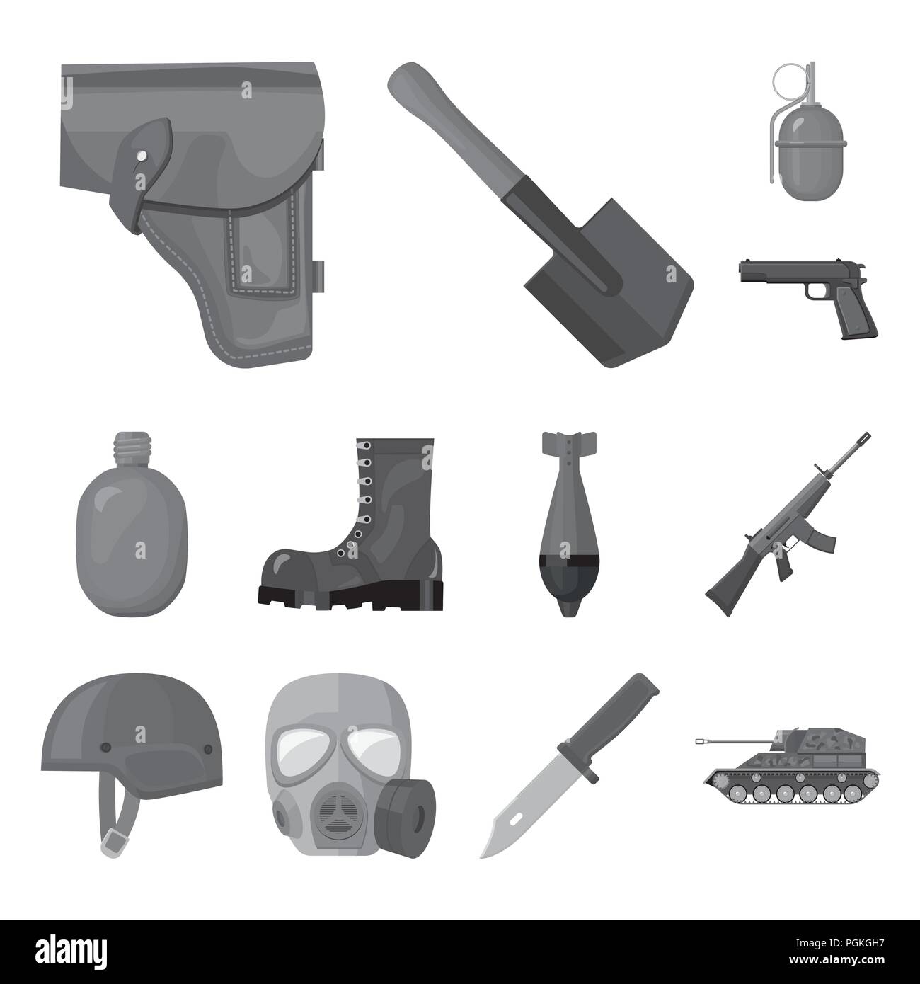Army and armament monochrome icons in set collection for design ...